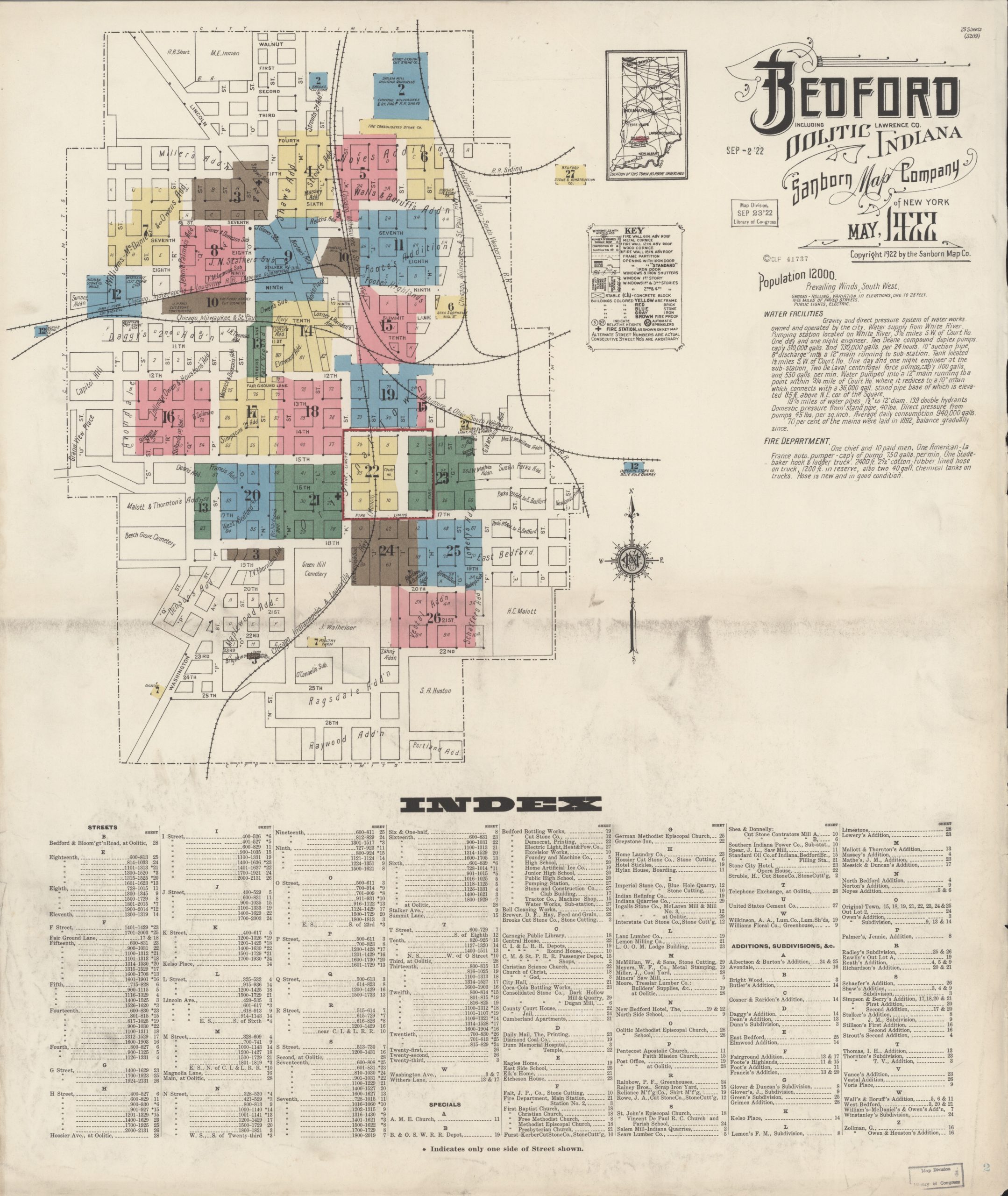 Bedford, Indiana (1922) - Sanborn Fire Maps