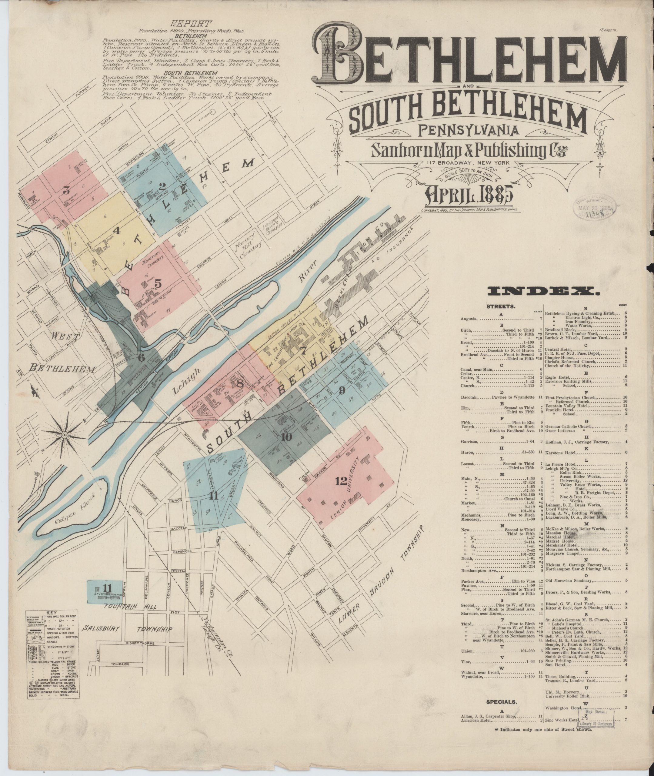 Bethlehem, Pennsylvania (1885) - Sanborn Fire Maps