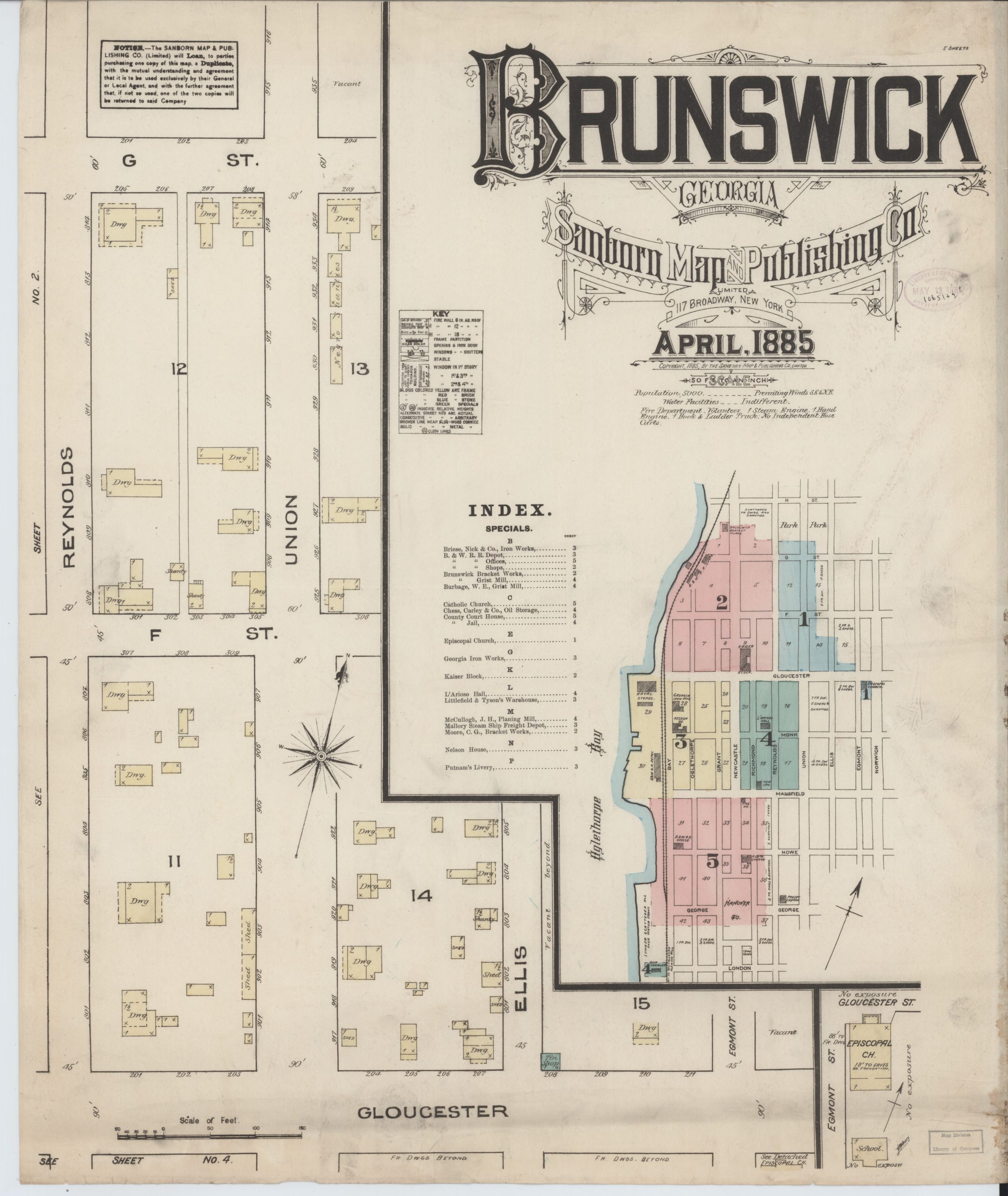 Brunswick, Georgia (1885) - Sanborn Fire Maps