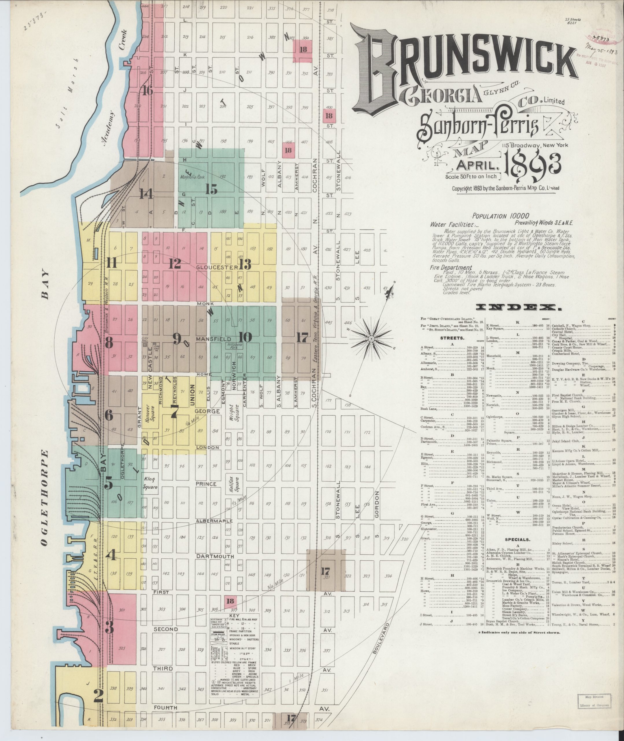 Brunswick, Georgia (1893) - Sanborn Fire Maps