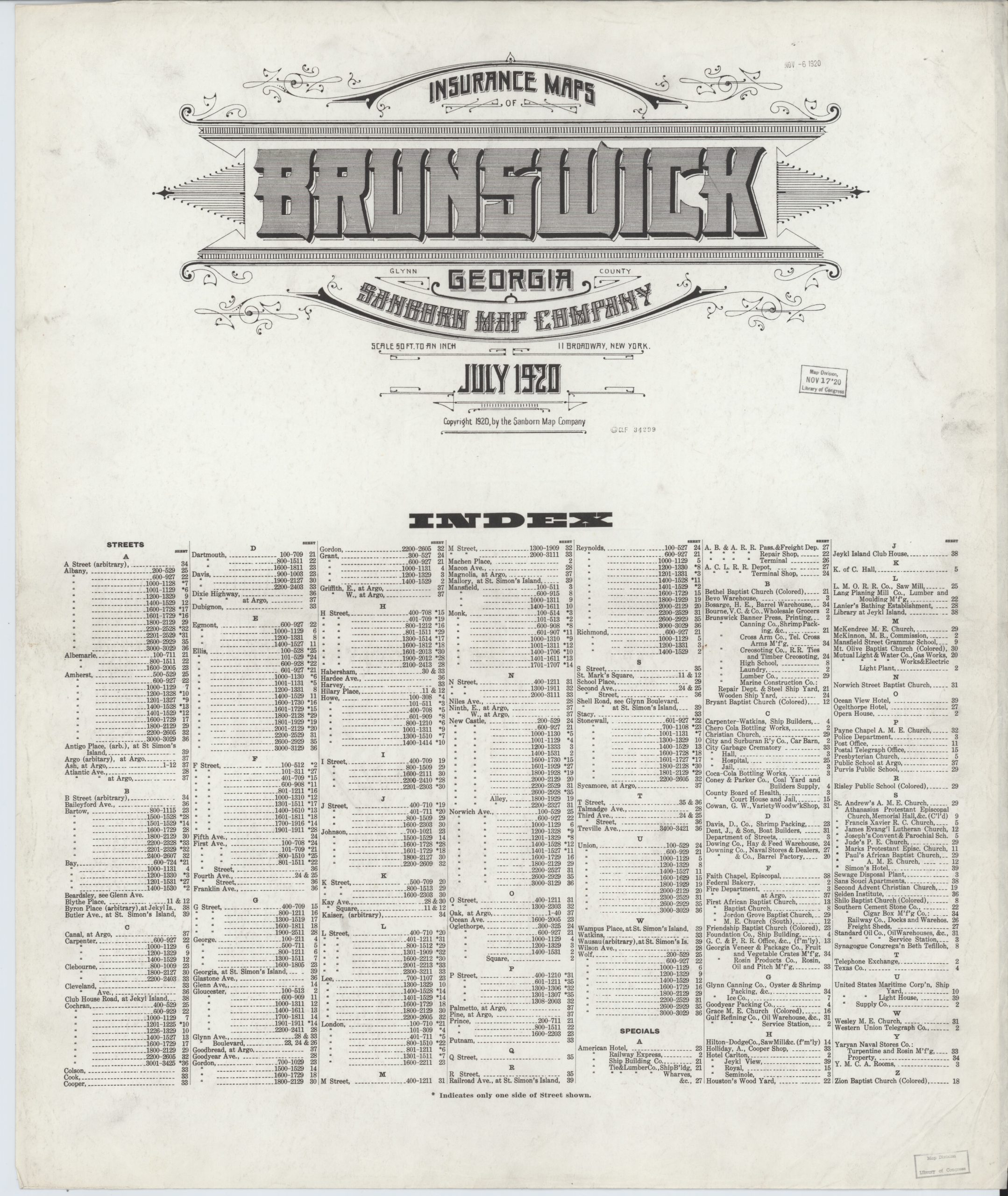Brunswick, Georgia (1920) - Sanborn Fire Maps