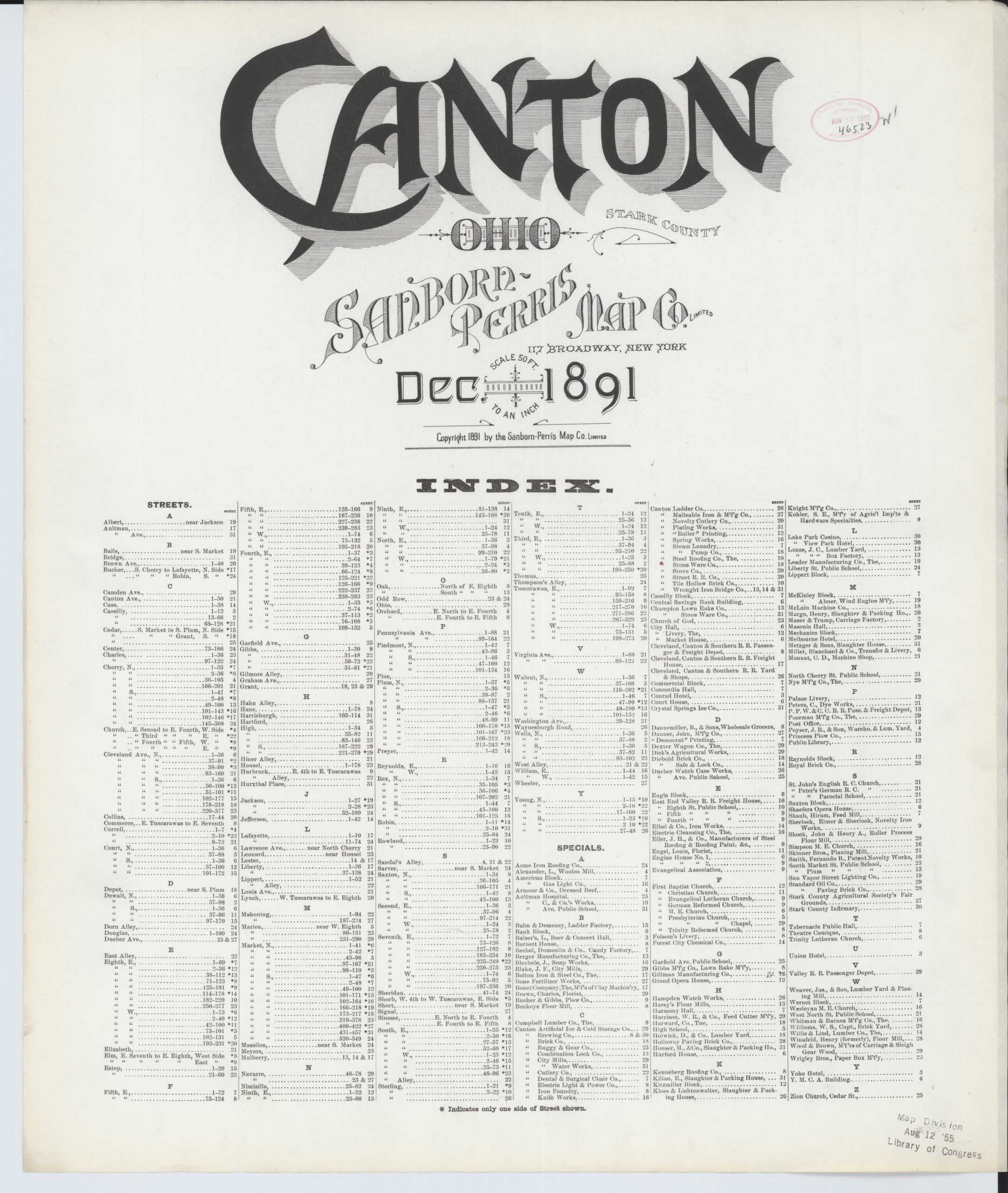 Canton, Ohio (1891) - Sanborn Fire Maps
