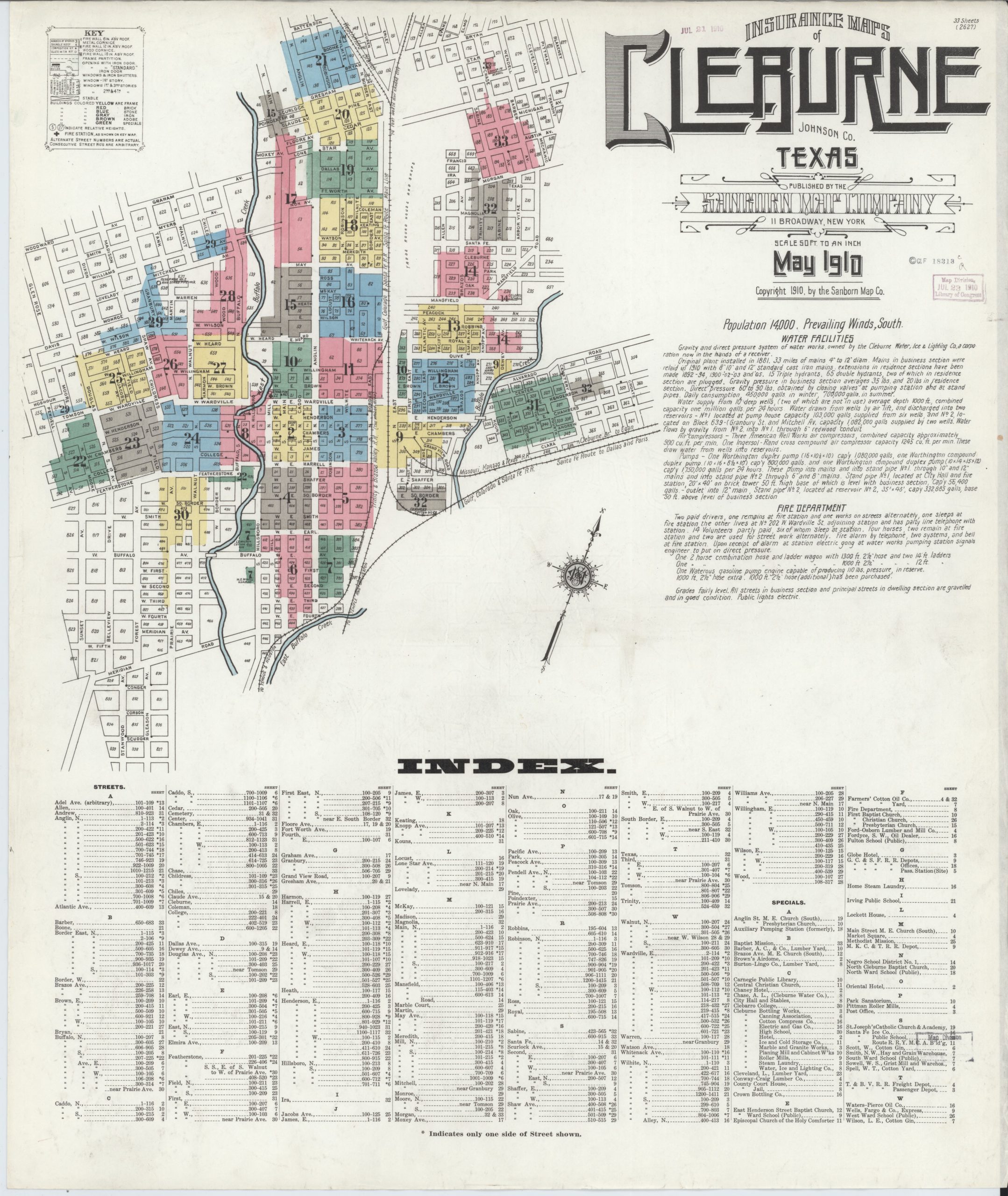 Cleburne, Texas (1910) - Sanborn Fire Maps