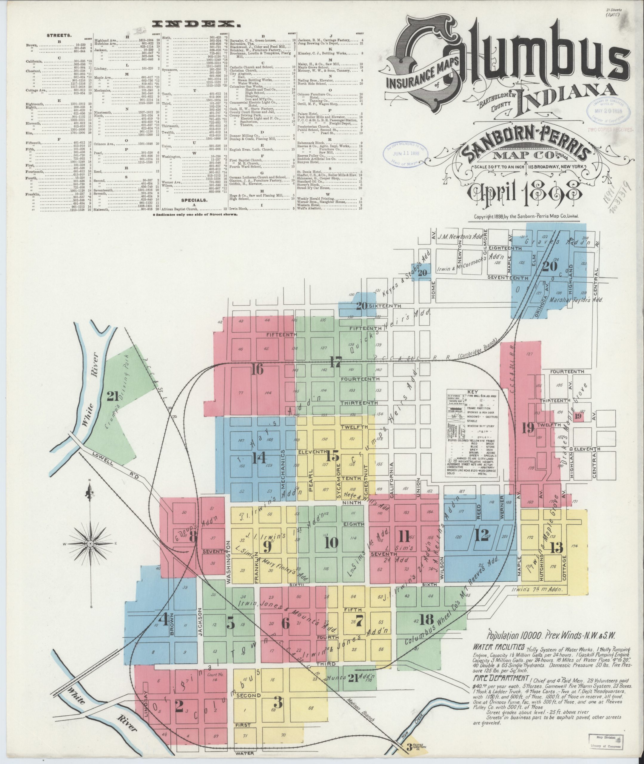 Columbus, Indiana (1898) - Sanborn Fire Maps