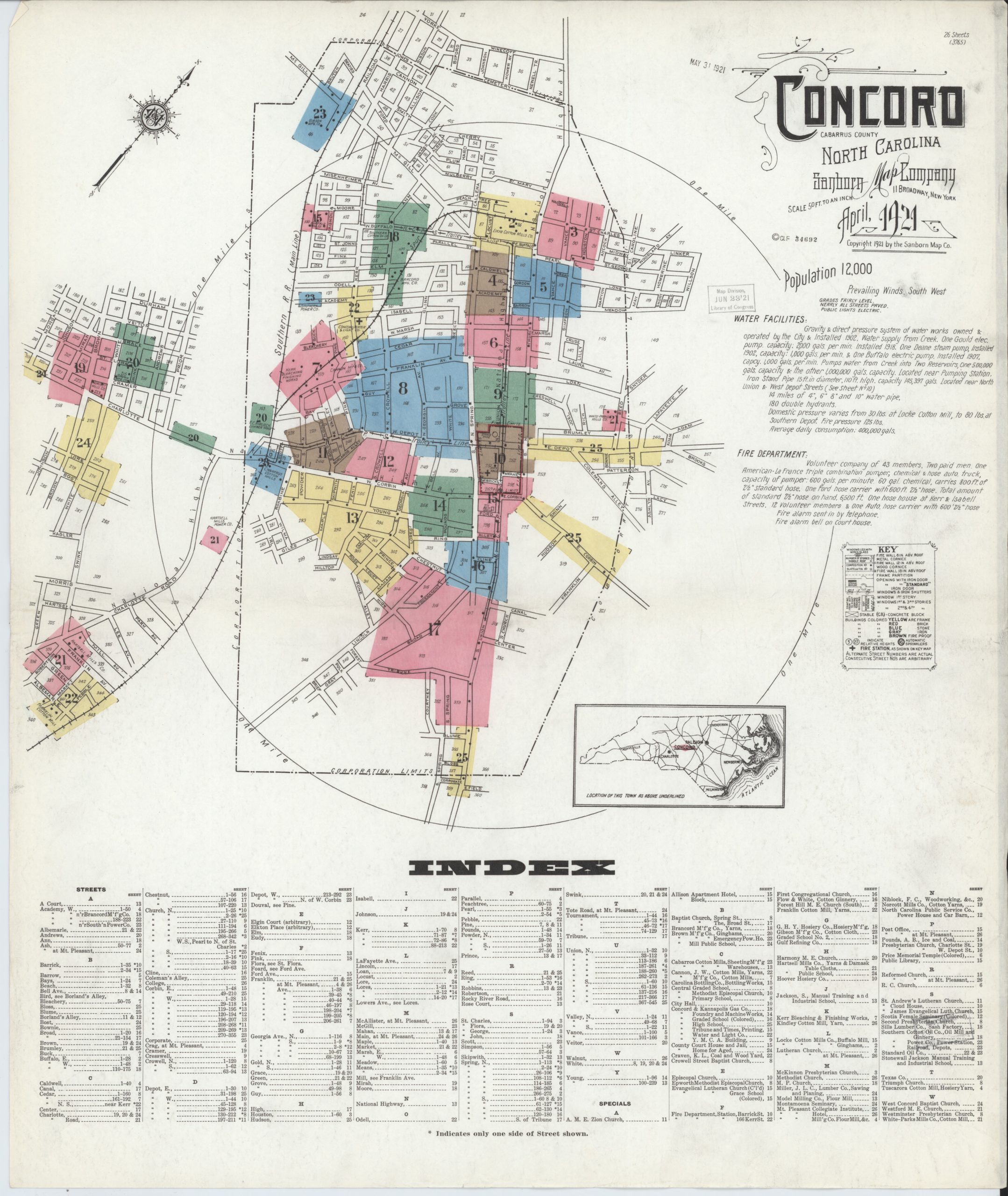 Concord, North Carolina (1924) - Sanborn Fire Maps
