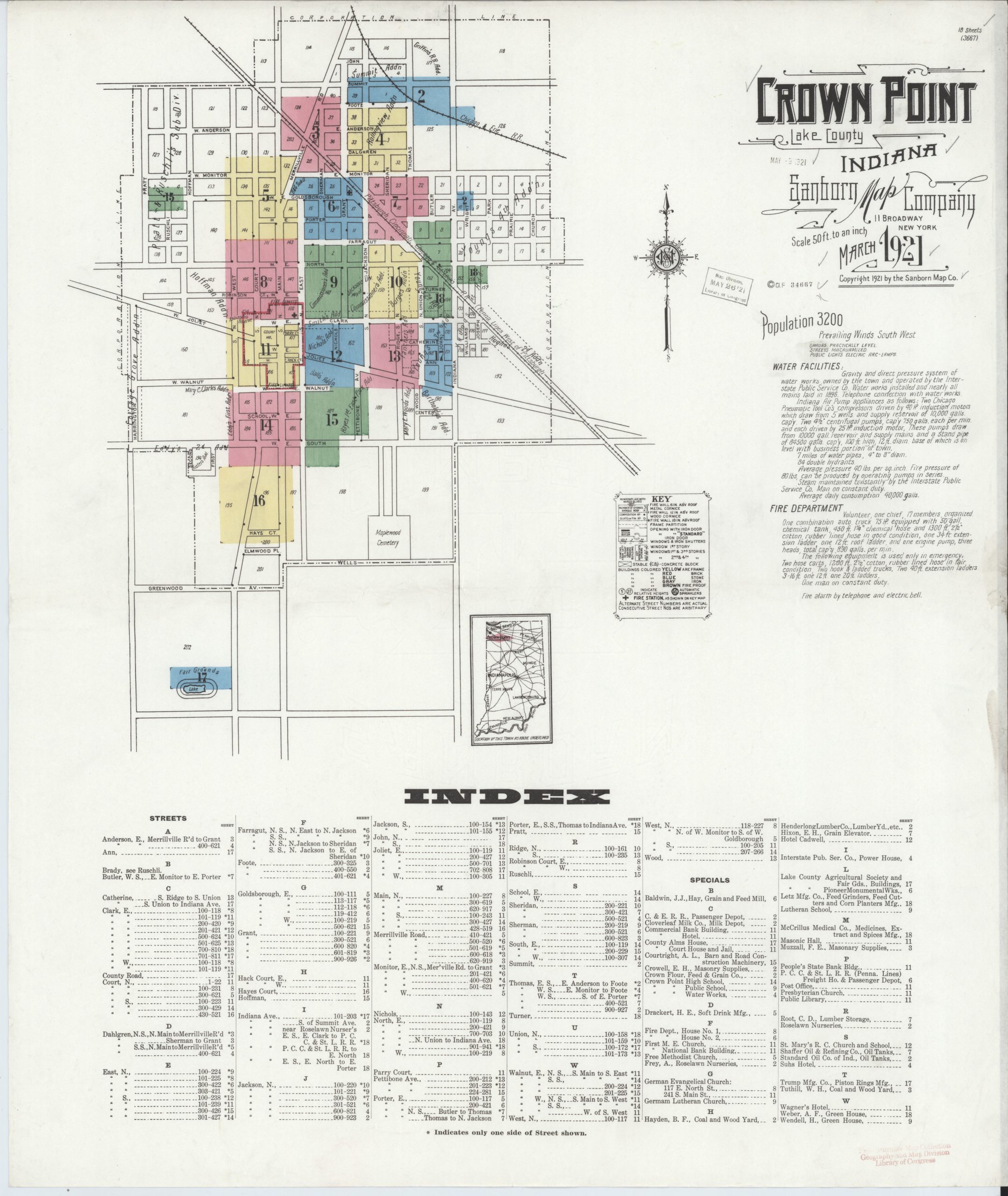 Crown Point, Indiana (1921) v2 - Sanborn Fire Maps