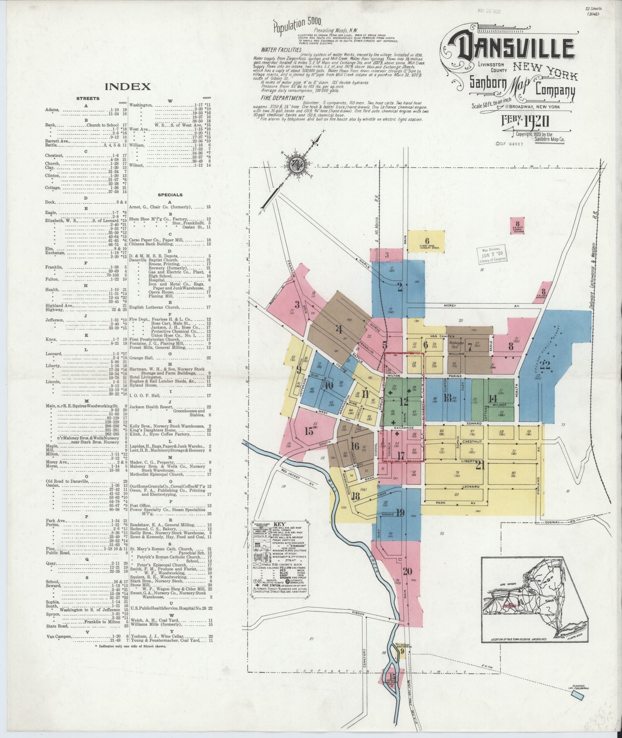 Dansville, New York (1920) v2 - Sanborn Fire Maps
