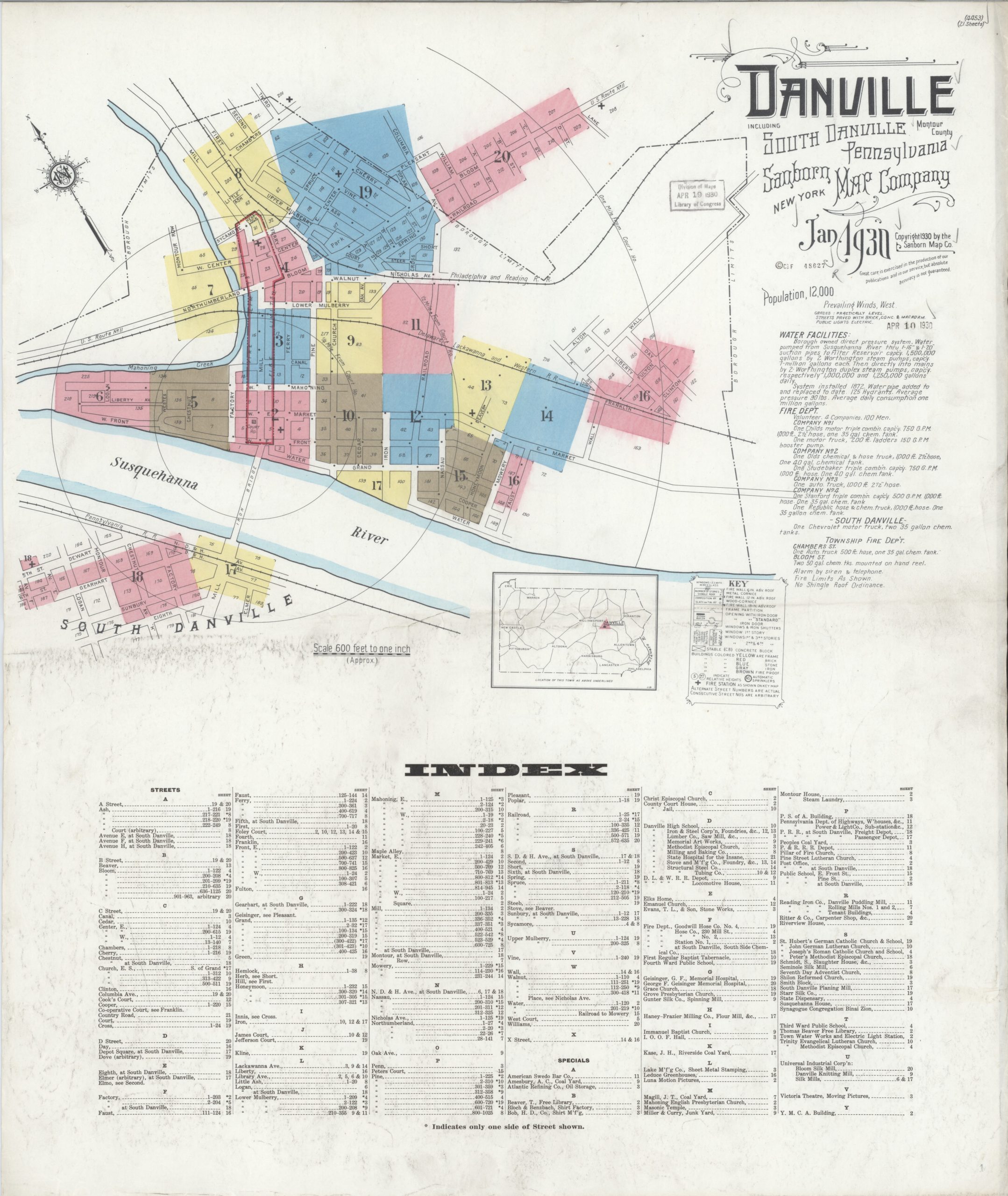 Danville, Pennsylvania (1930) - Sanborn Fire Maps