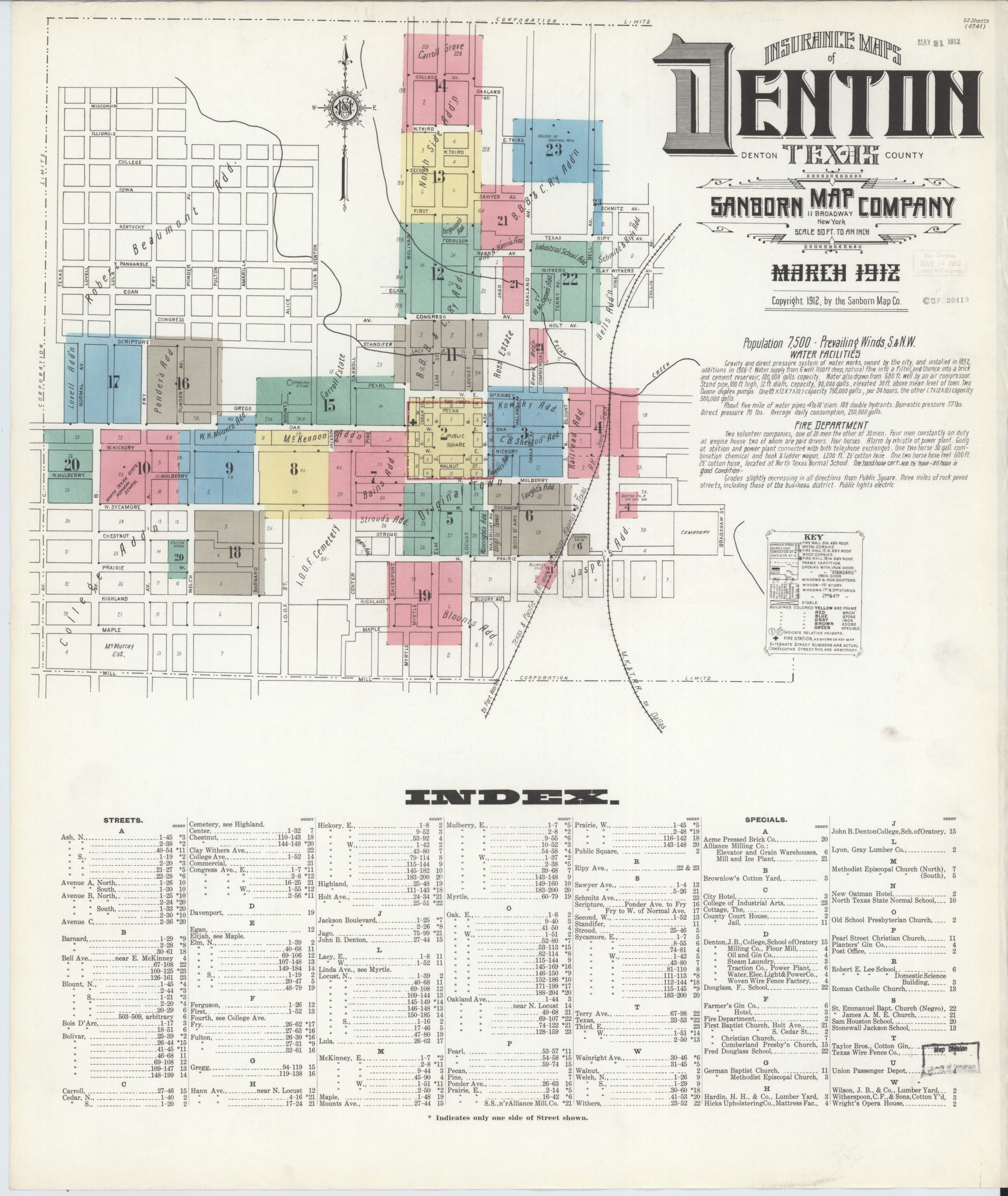 Denton, Texas (1912) - Sanborn Fire Maps