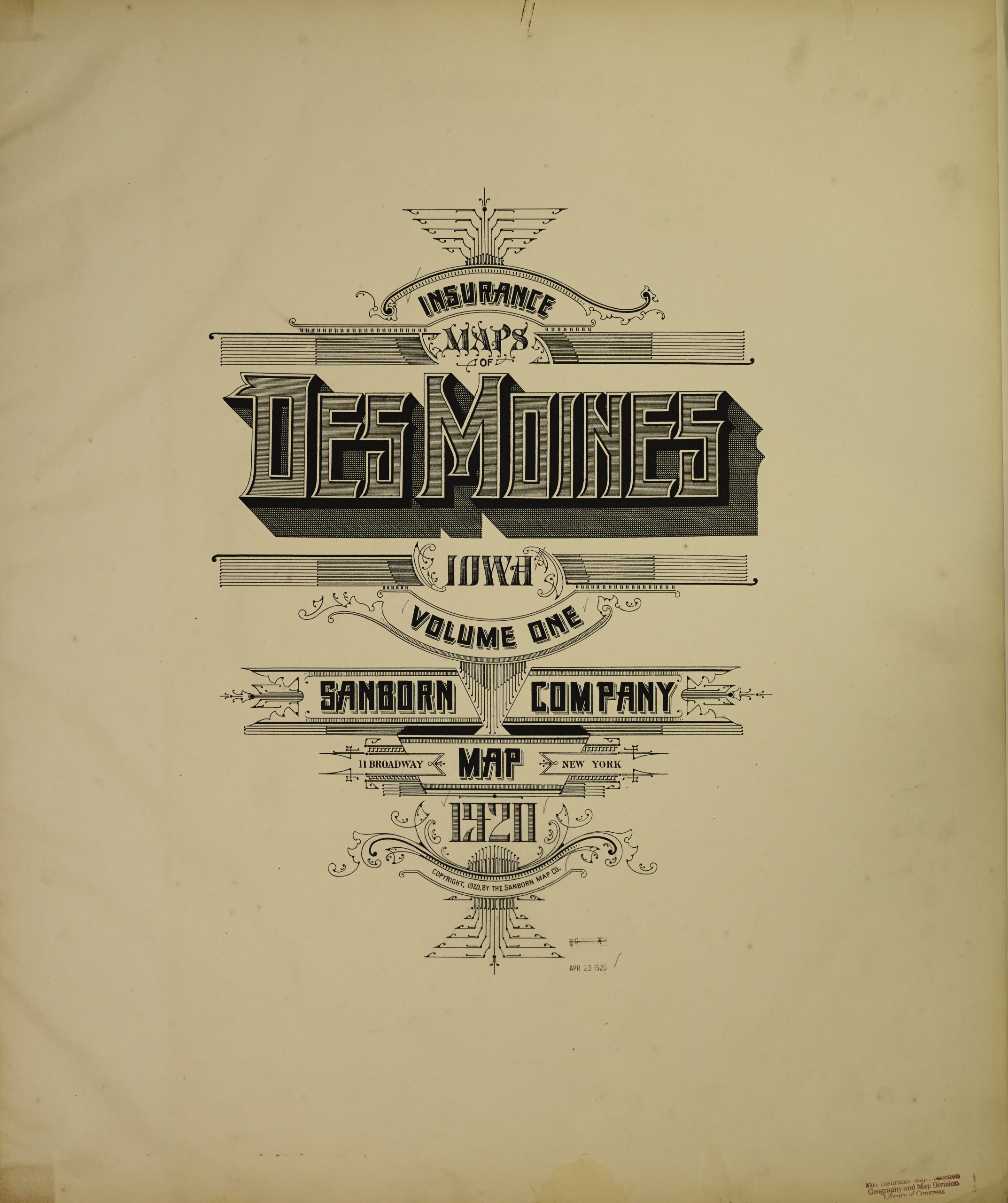 Des Moines, Iowa (1920) v1 - Sanborn Fire Maps