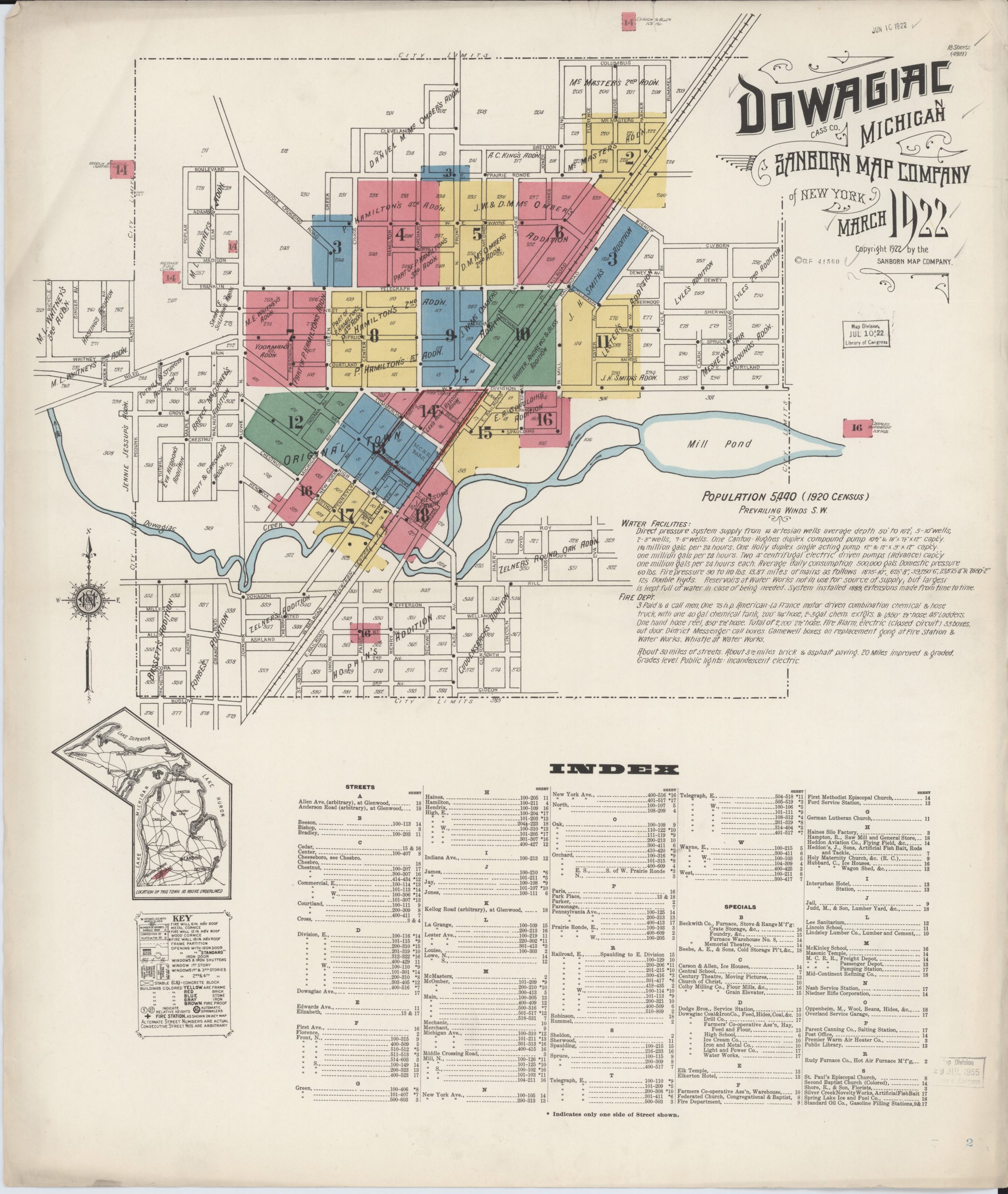 Dowagiac, Michigan (1922) - Sanborn Fire Maps