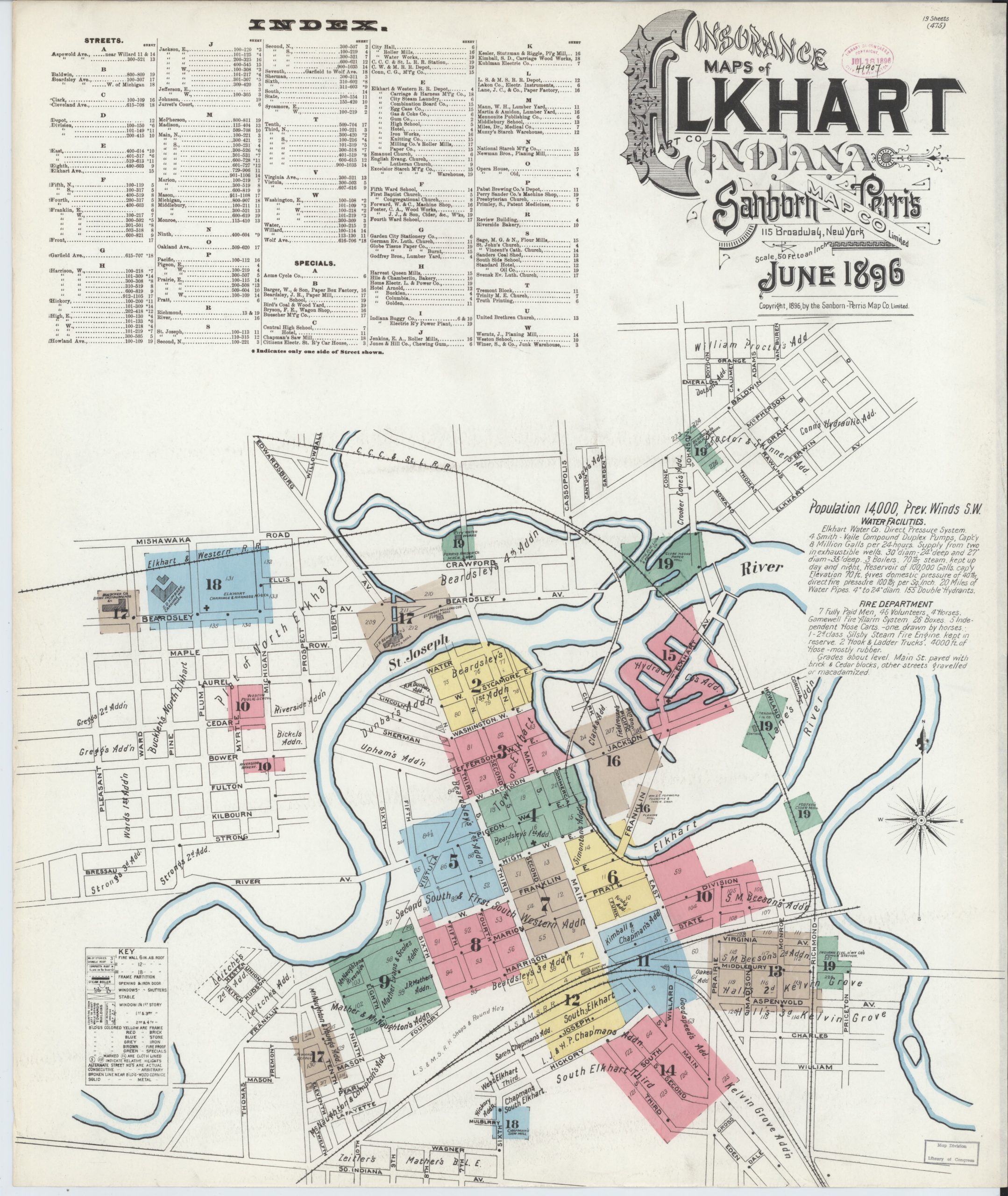 Elkhart, Indiana (1896) - Sanborn Fire Maps