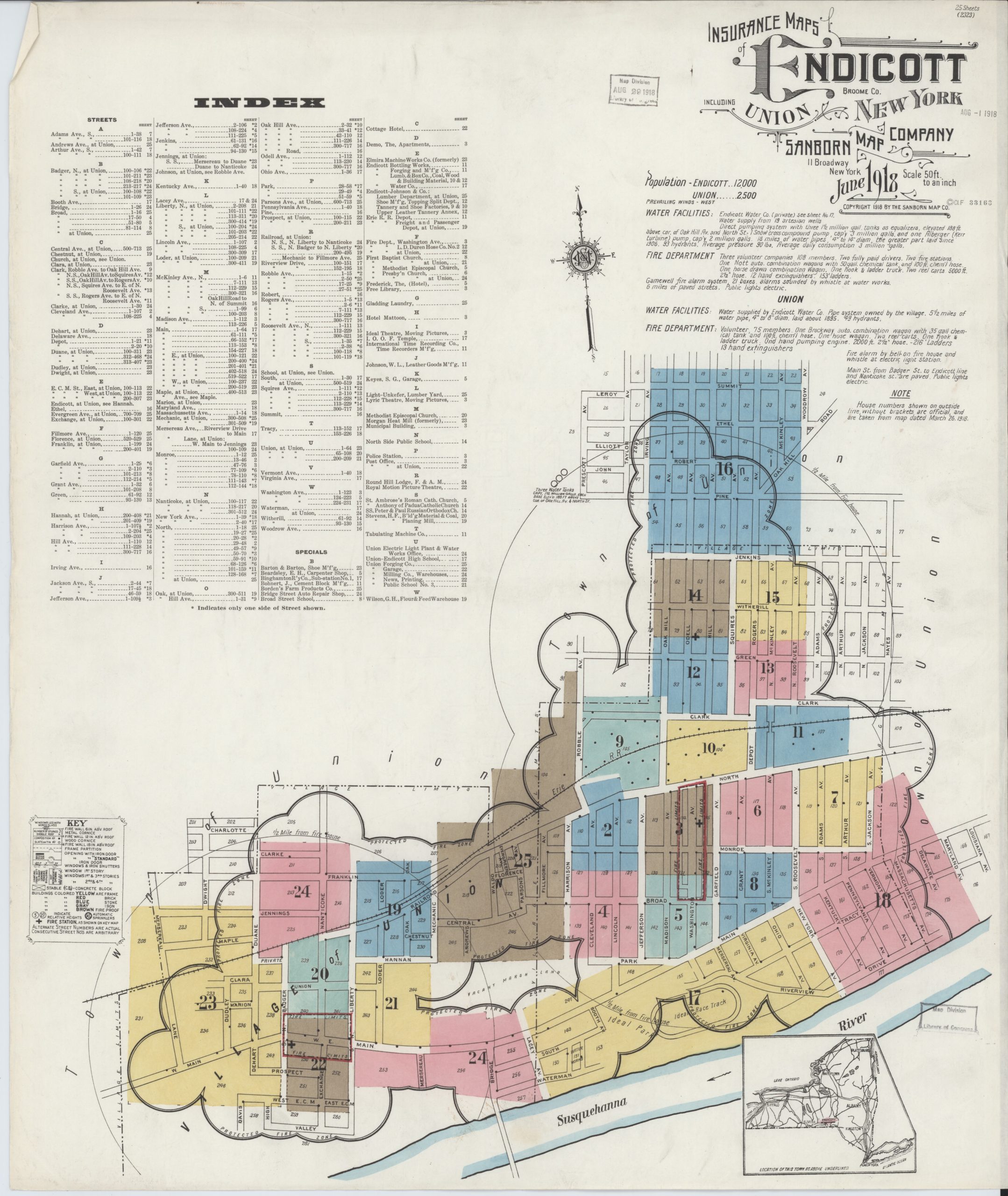 Endicott, New York (1918) - Sanborn Fire Maps