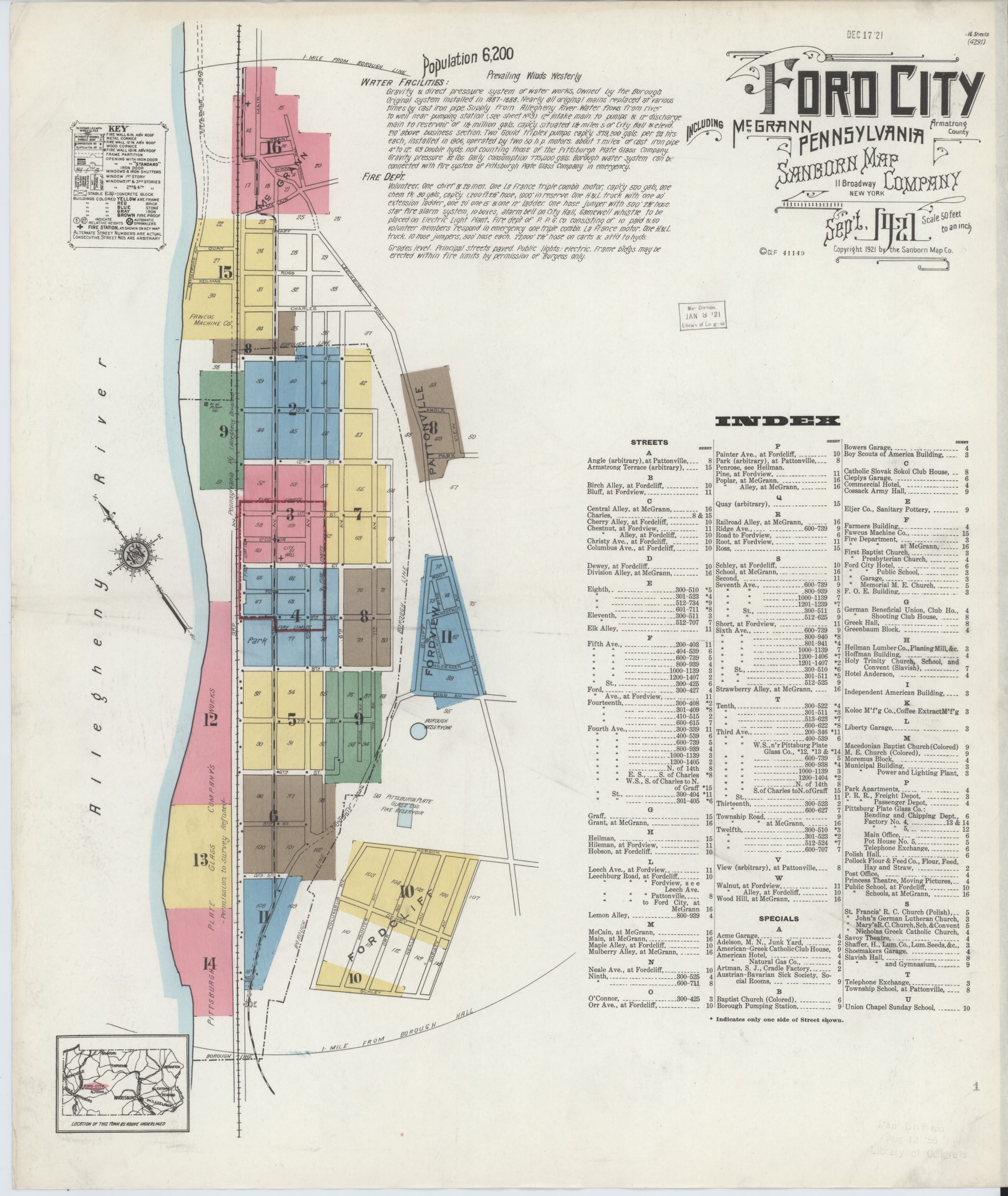Ford City, Pennsylvania (1921) - Sanborn Fire Maps
