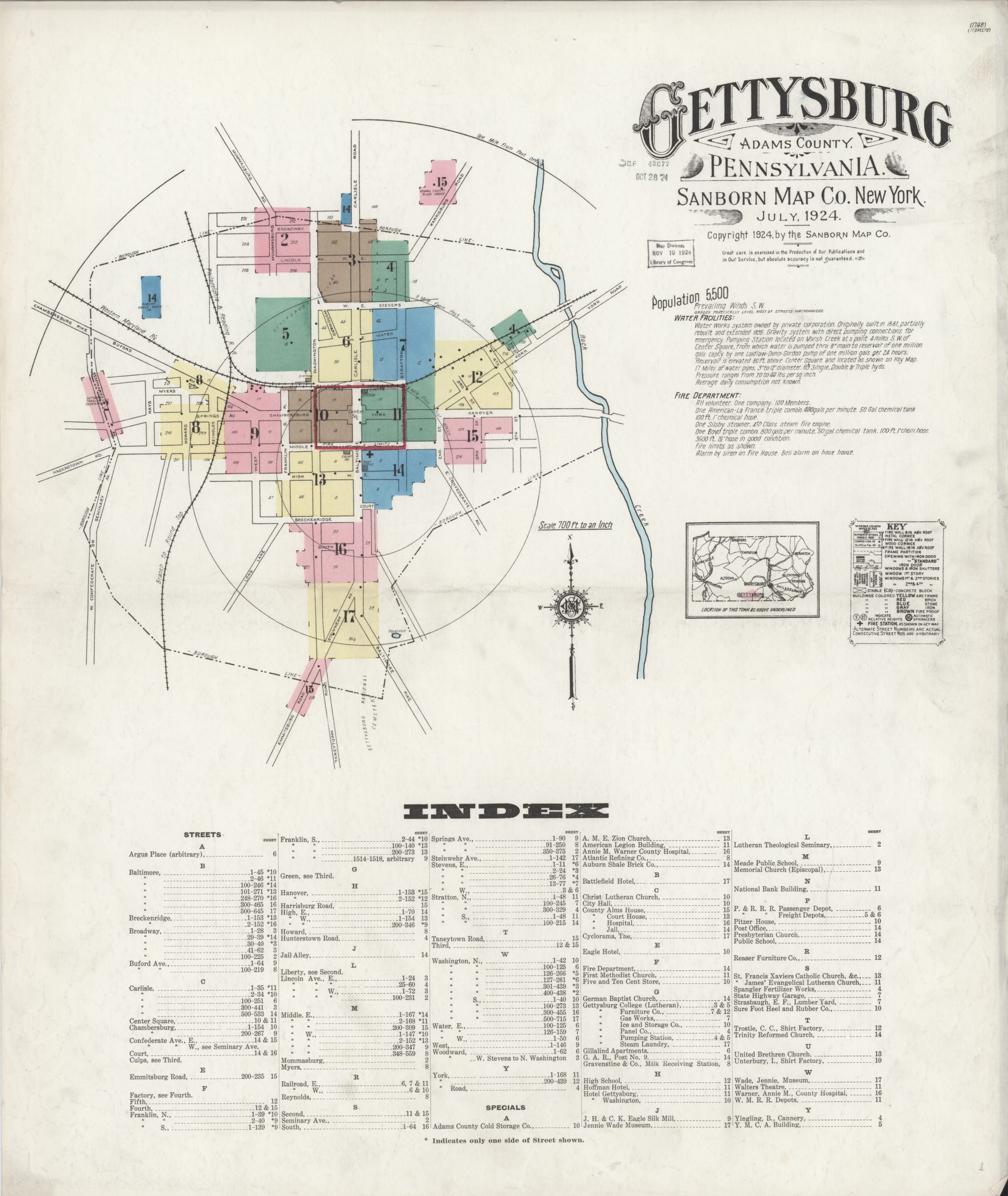 Gettysburg, Pennsylvania (1924) - Sanborn Fire Maps