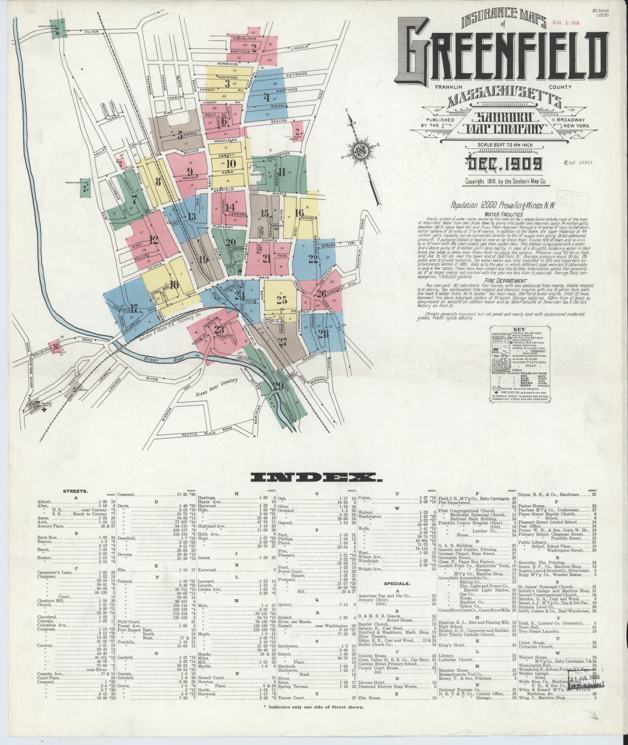 Greenfield, Massachusetts (1909) - Sanborn Fire Maps