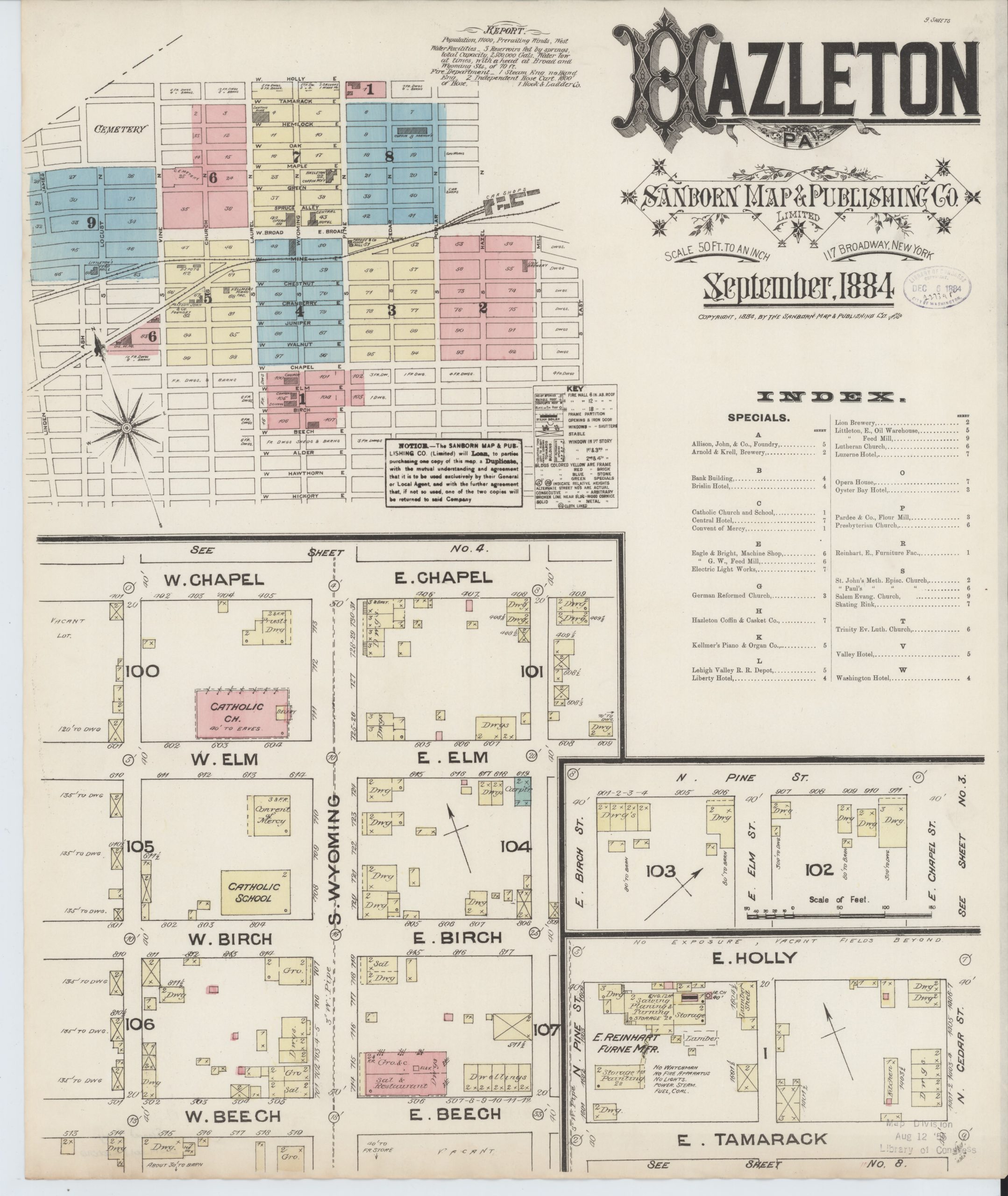 Hazleton, Pennsylvania (1884) - Sanborn Fire Maps