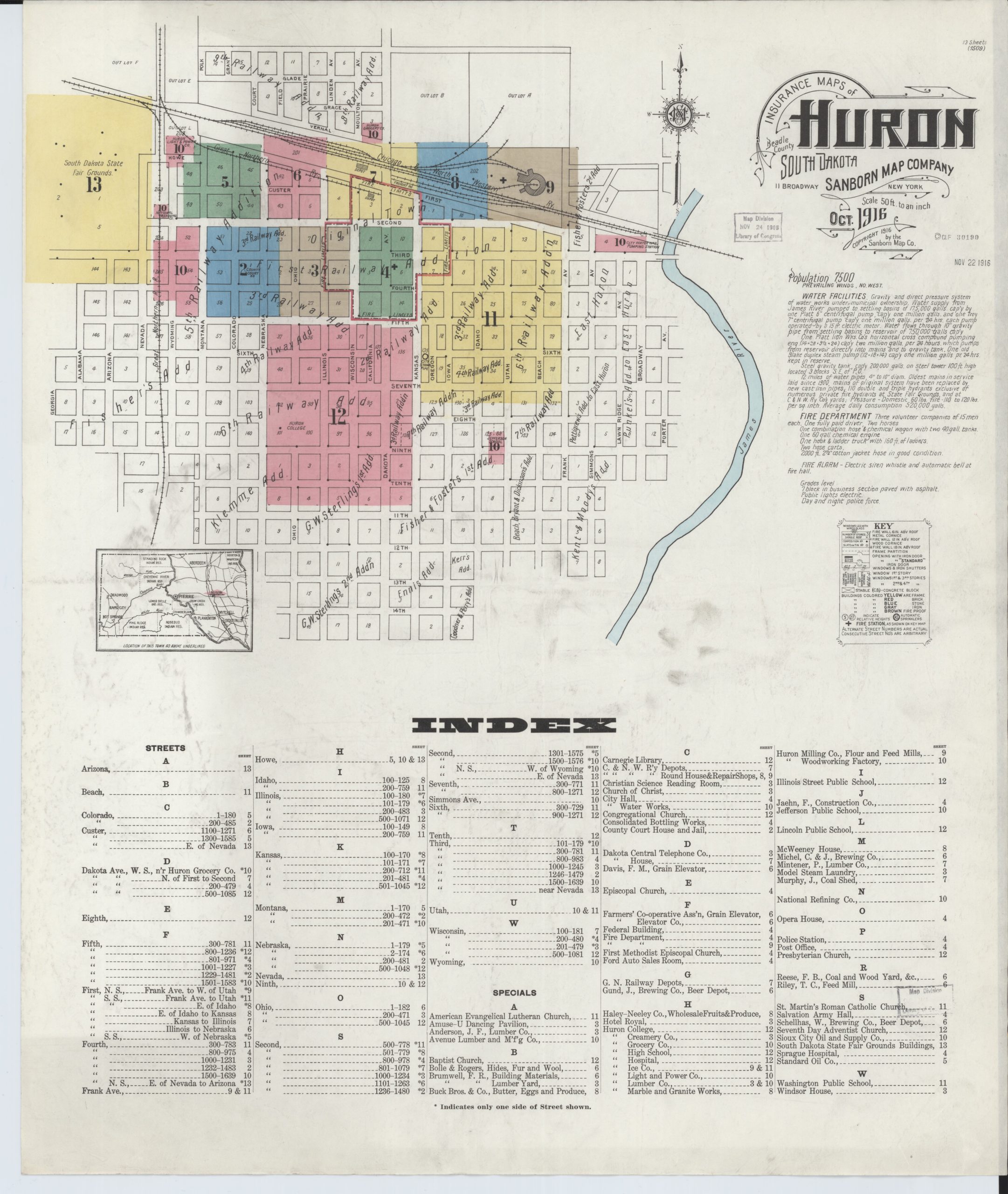 Huron, South Dakota (1916) - Sanborn Fire Maps