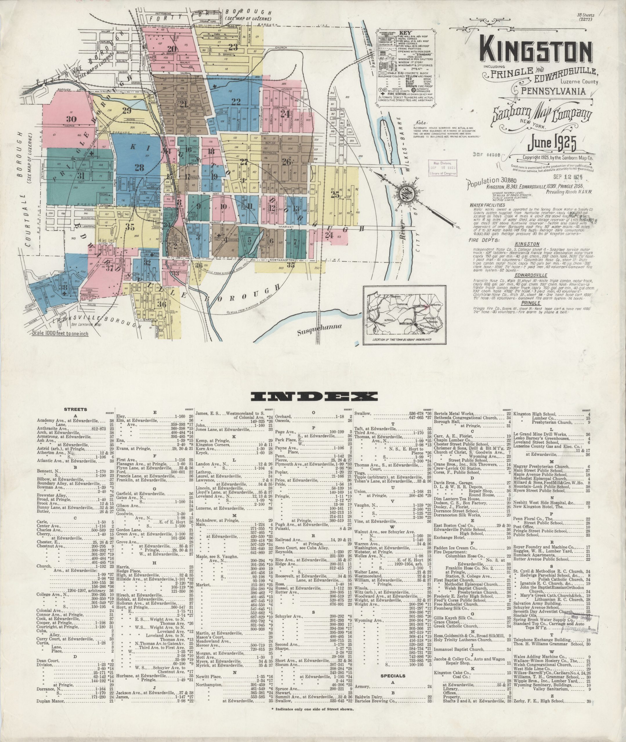 Kingston, Pennsylvania (1925) - Sanborn Fire Maps