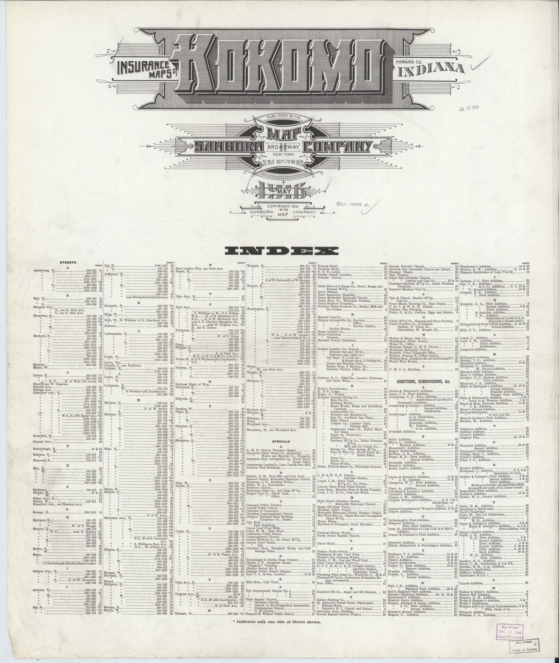 Kokomo, Indiana (1916) - Sanborn Fire Maps