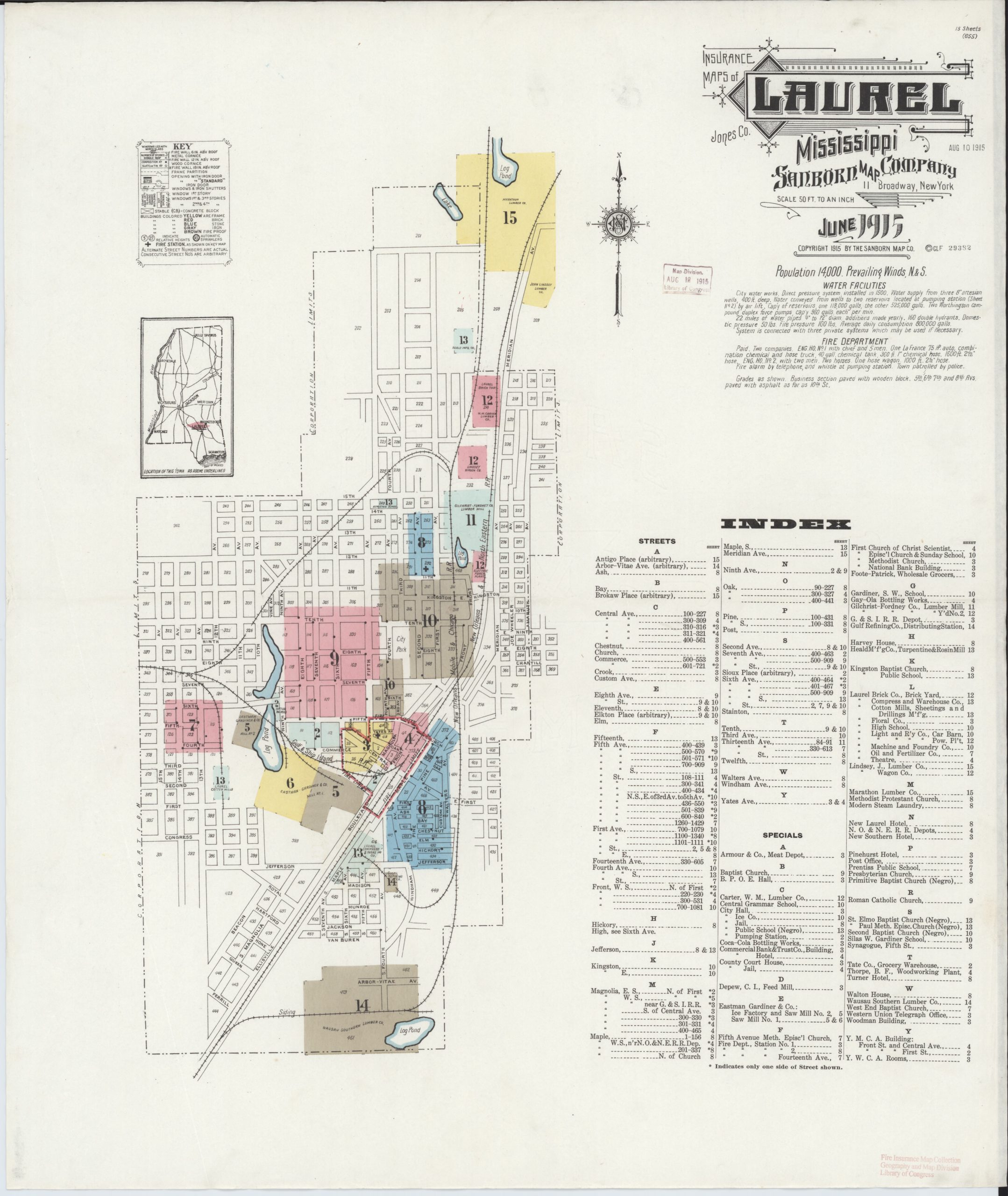Laurel, Mississippi (1915) - Sanborn Fire Maps