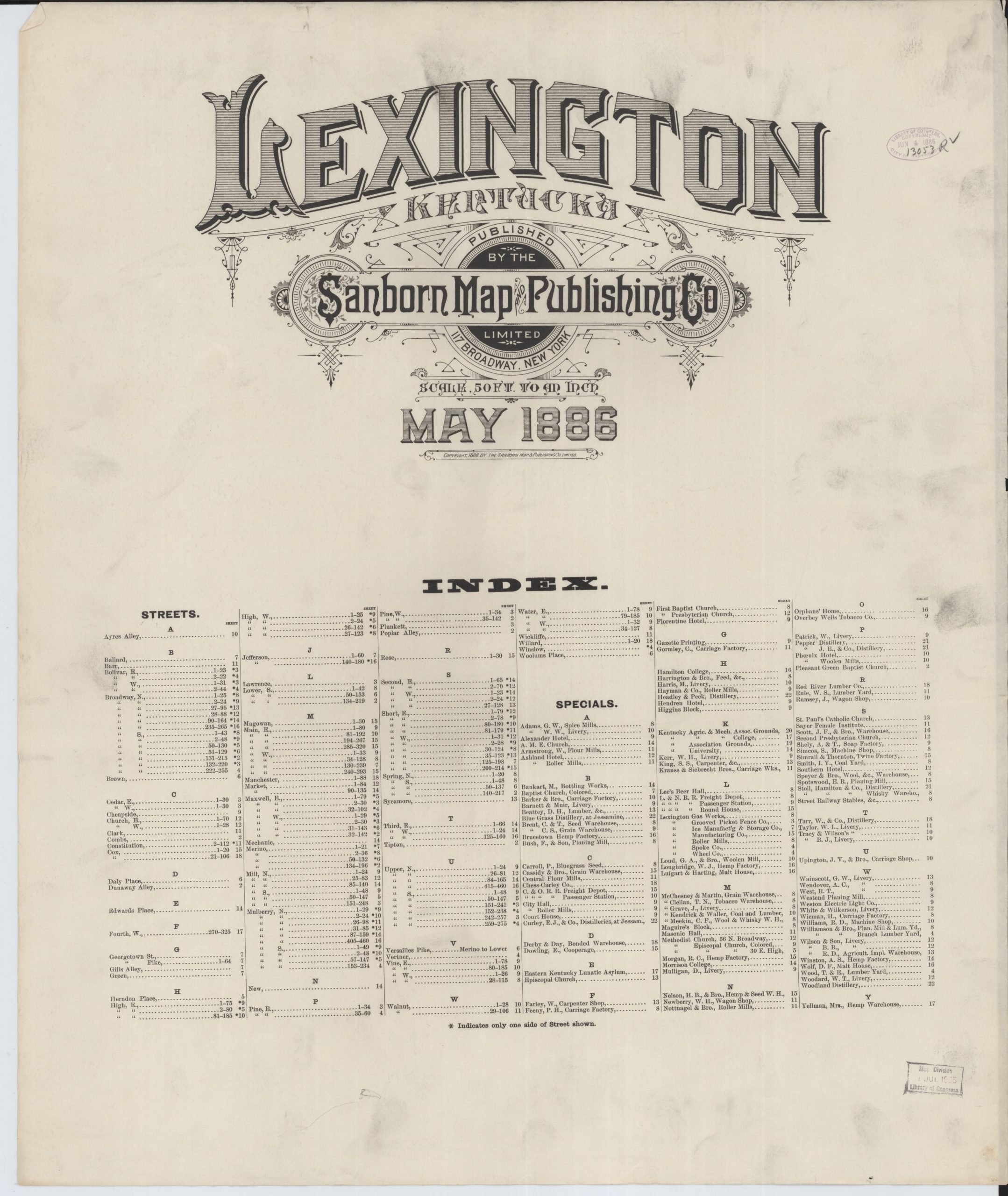Lexington, Kentucky (1886) - Sanborn Fire Maps