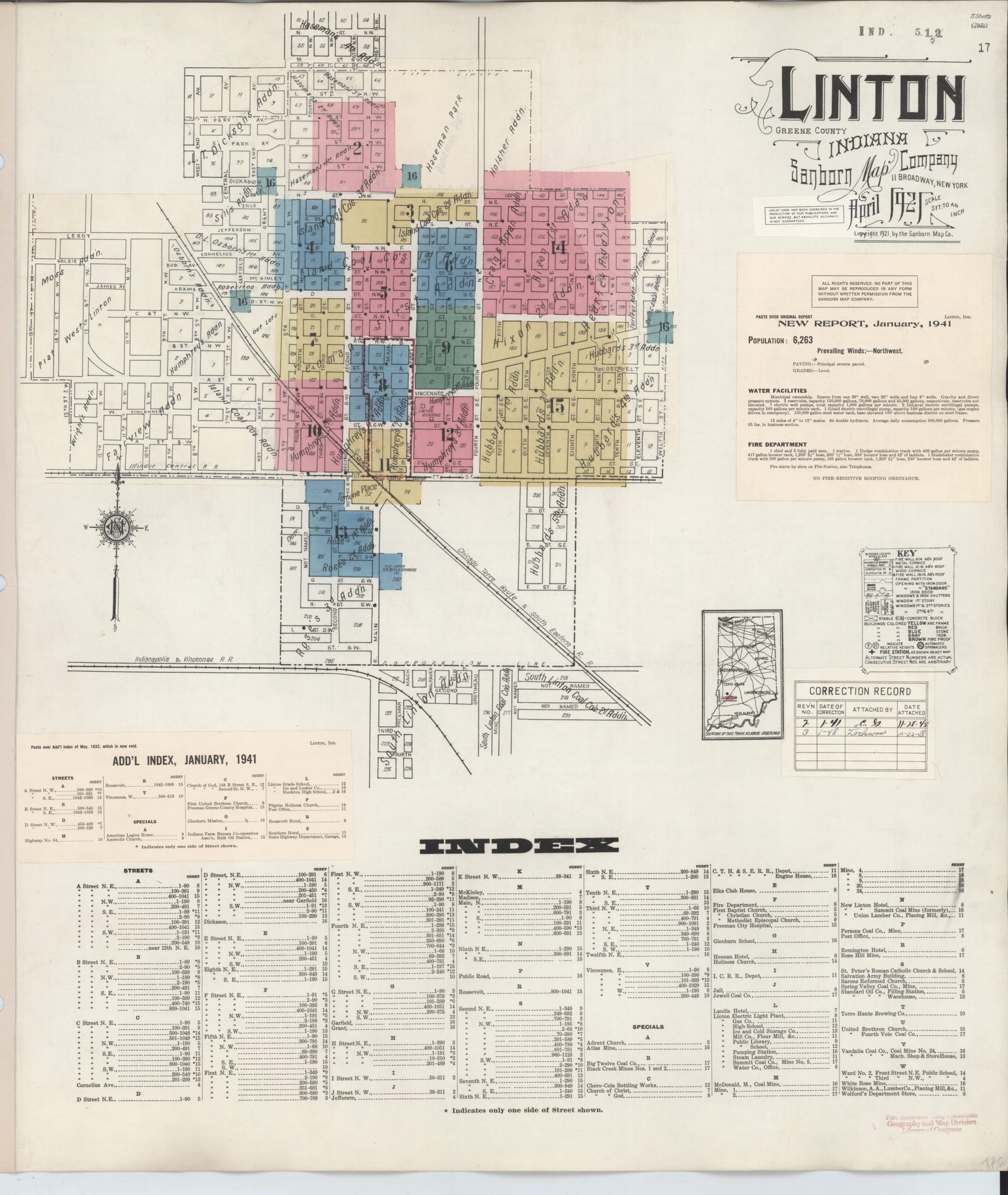 Linton, Indiana (1921) - Sanborn Fire Maps