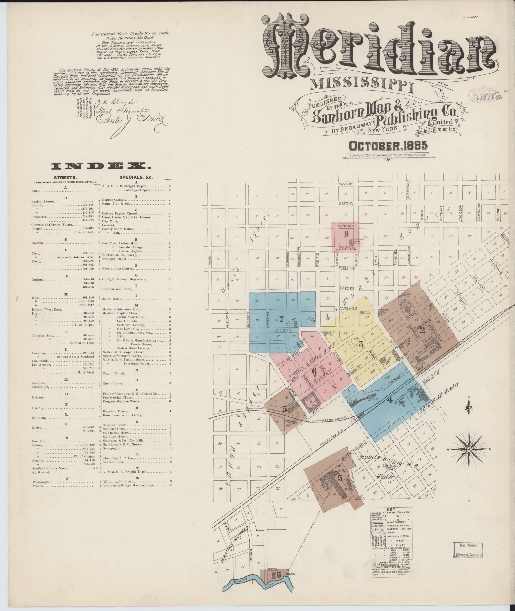Meridian, Mississippi (1885) - Sanborn Fire Maps