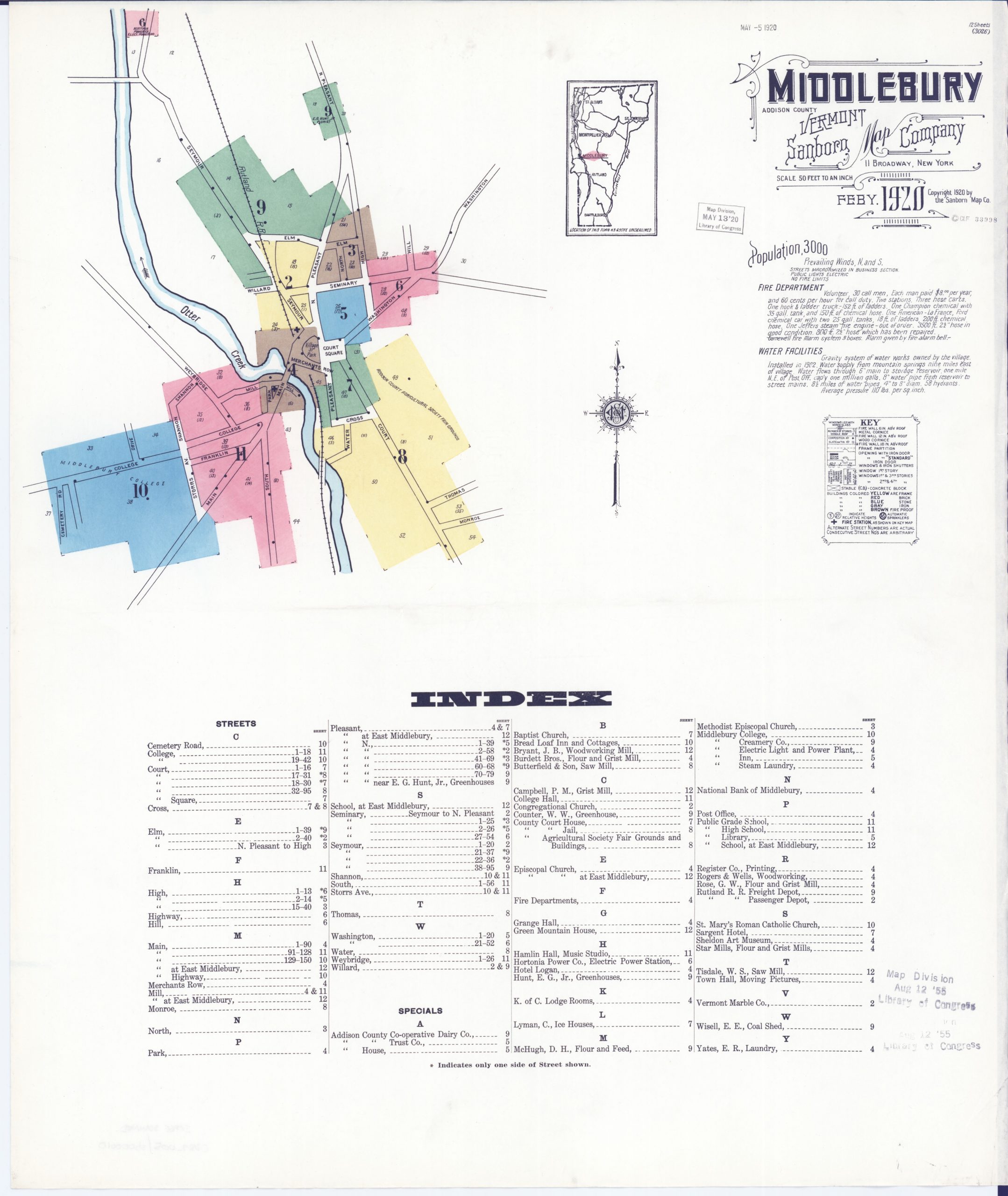 Middlebury, Vermont (1920) - Sanborn Fire Maps