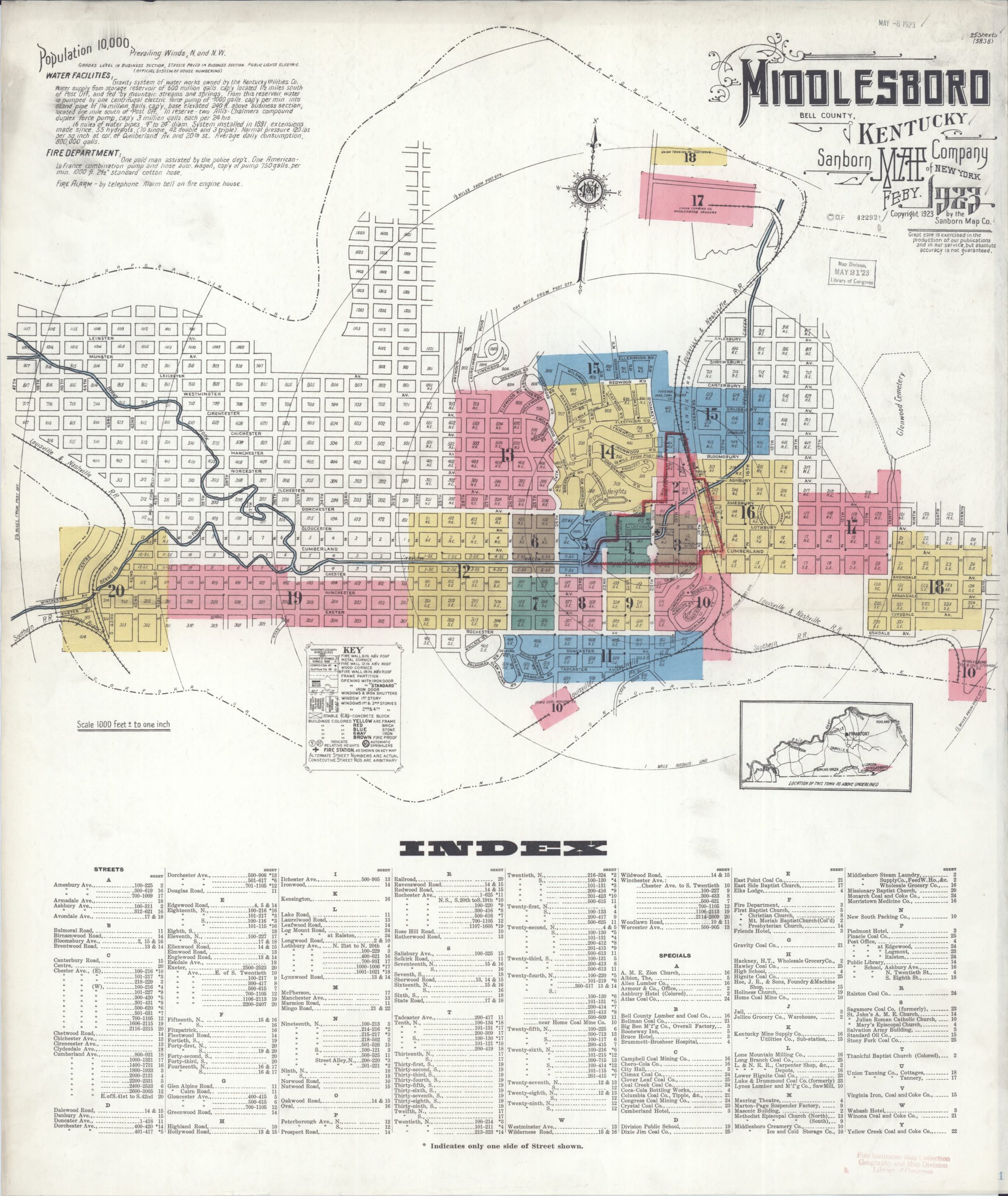 Middlesboro, Kentucky (1923) - Sanborn Fire Maps