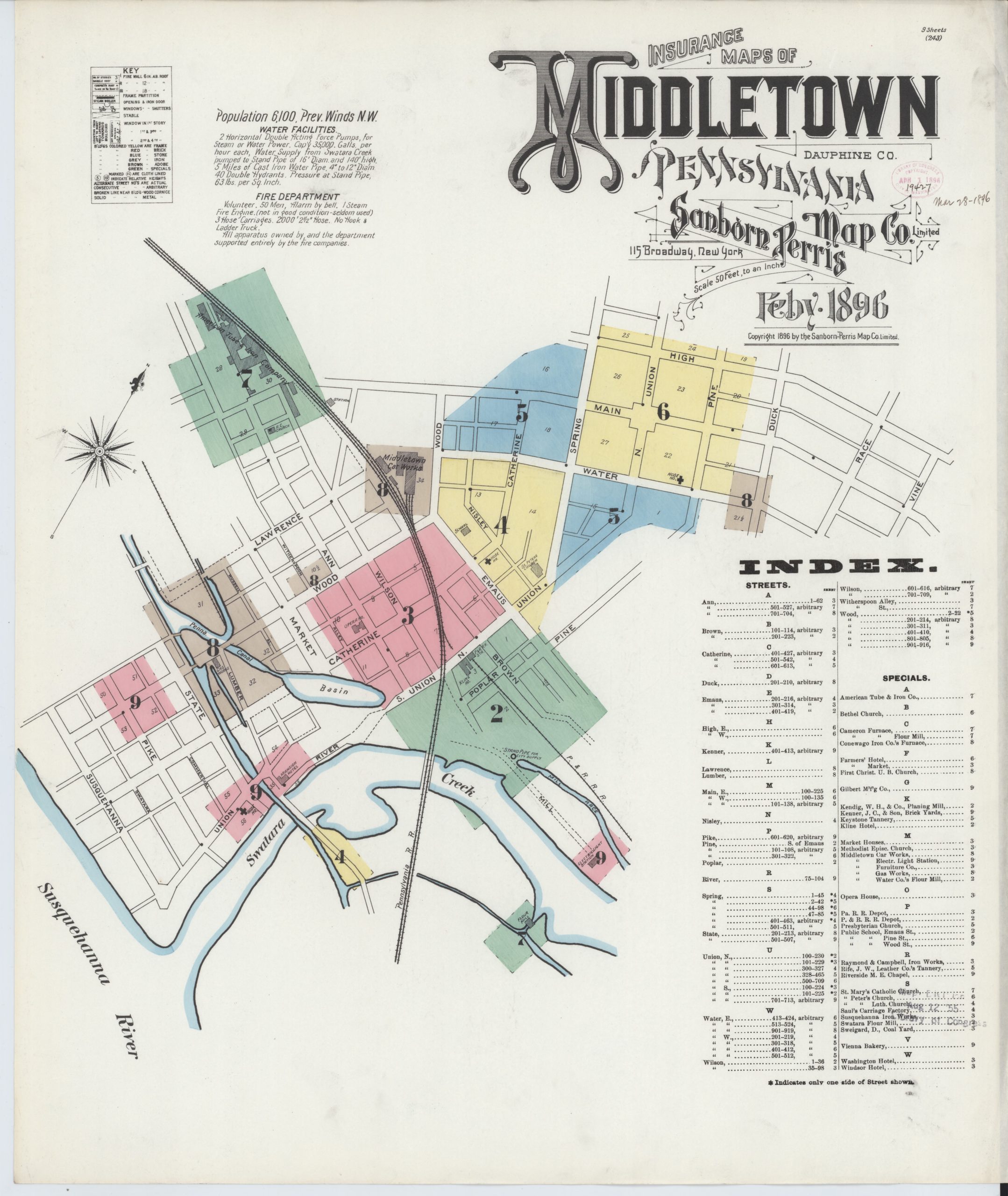 Middletown, Pennsylvania (1896) - Sanborn Fire Maps