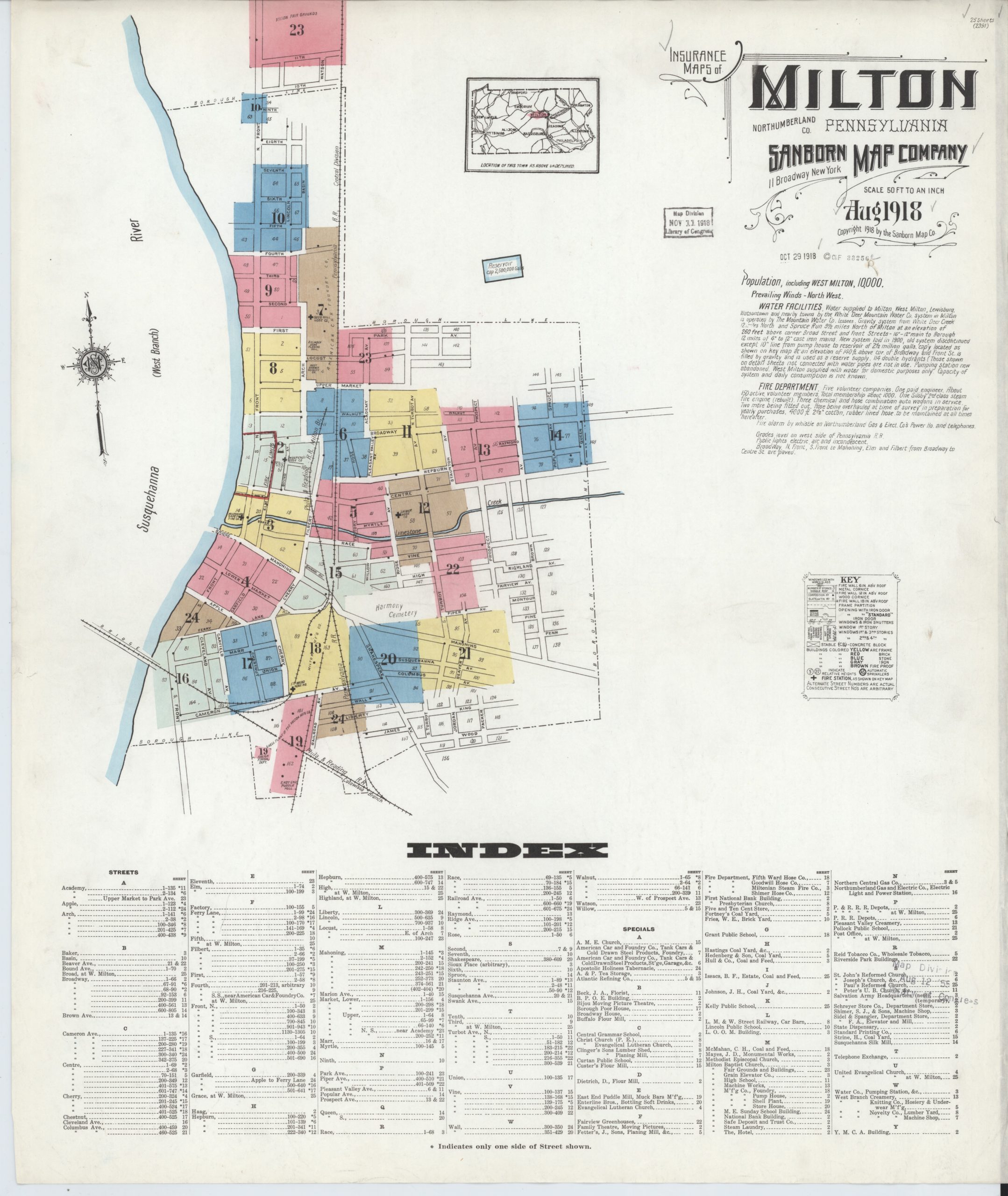 Milton, Pennsylvania (1918) - Sanborn Fire Maps