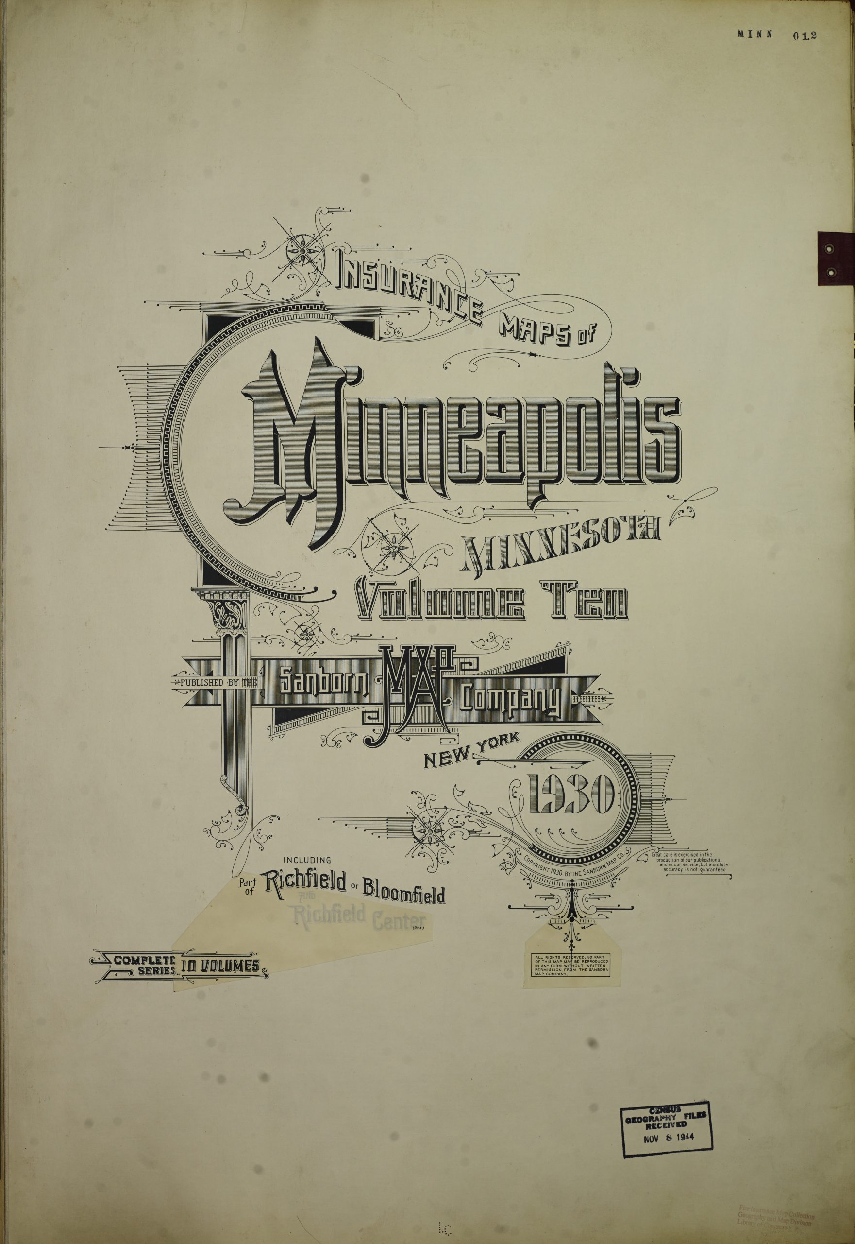 Minneapolis, Minnesota (1930) (Cover Page) - Sanborn Fire Maps