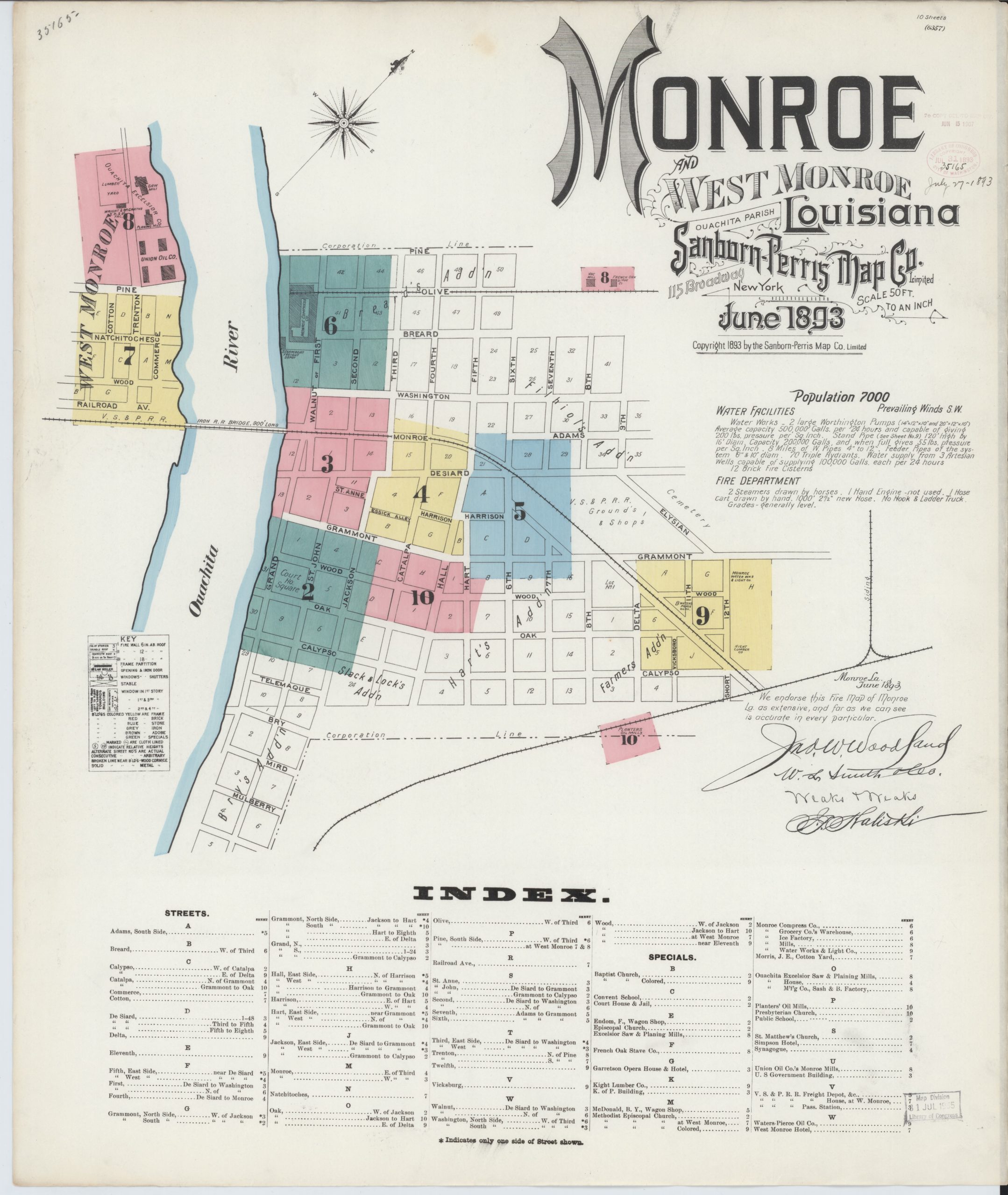 Monroe, Louisiana (1893) - Sanborn Fire Maps