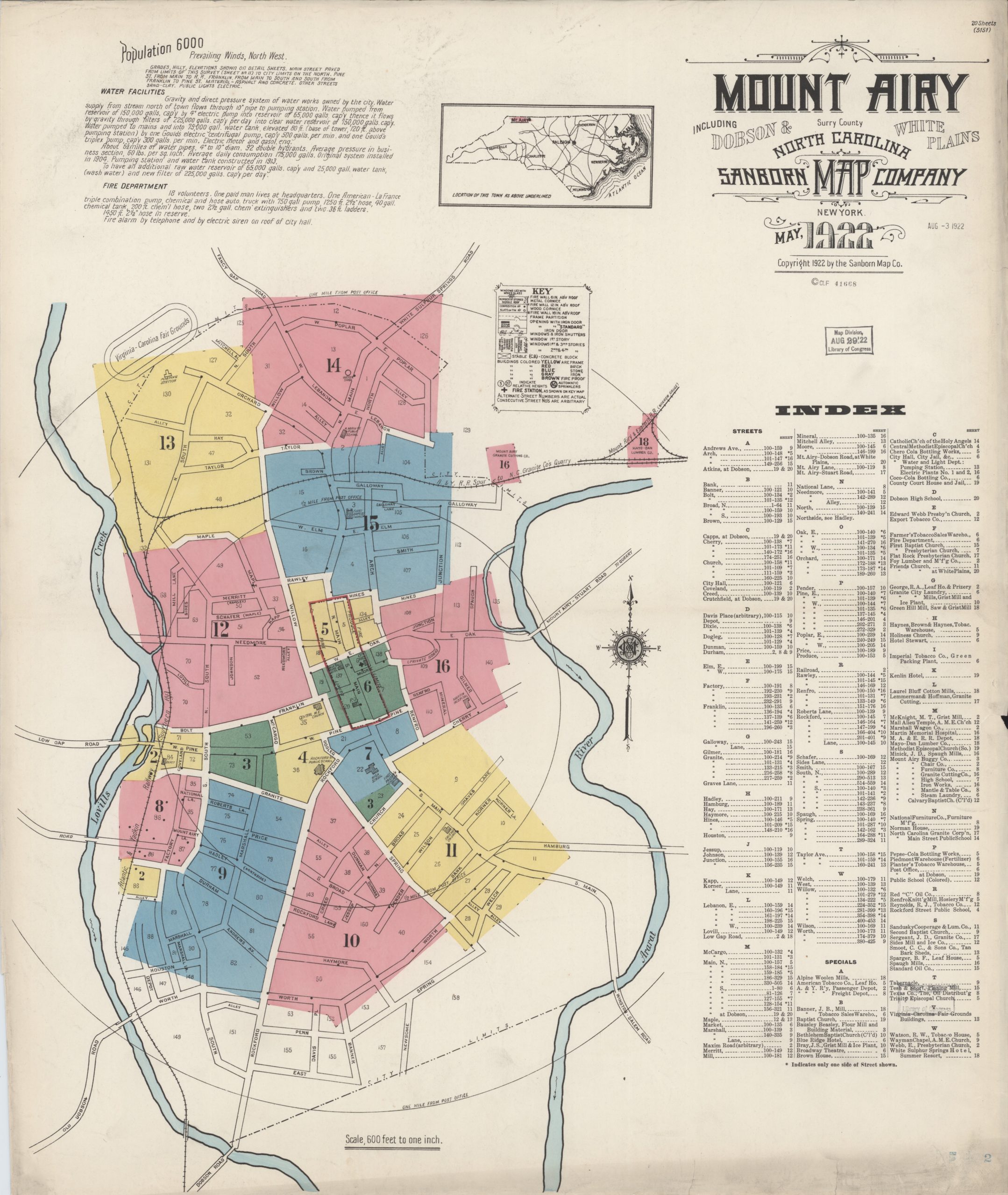 Mount Airy, North Carolina (1922) - Sanborn Fire Maps
