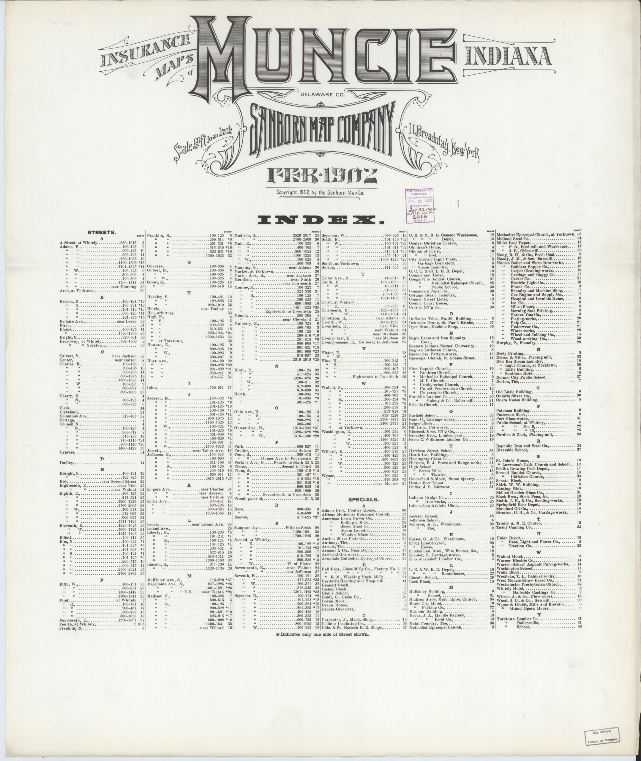 Muncie, Indiana (1902) - Sanborn Fire Maps