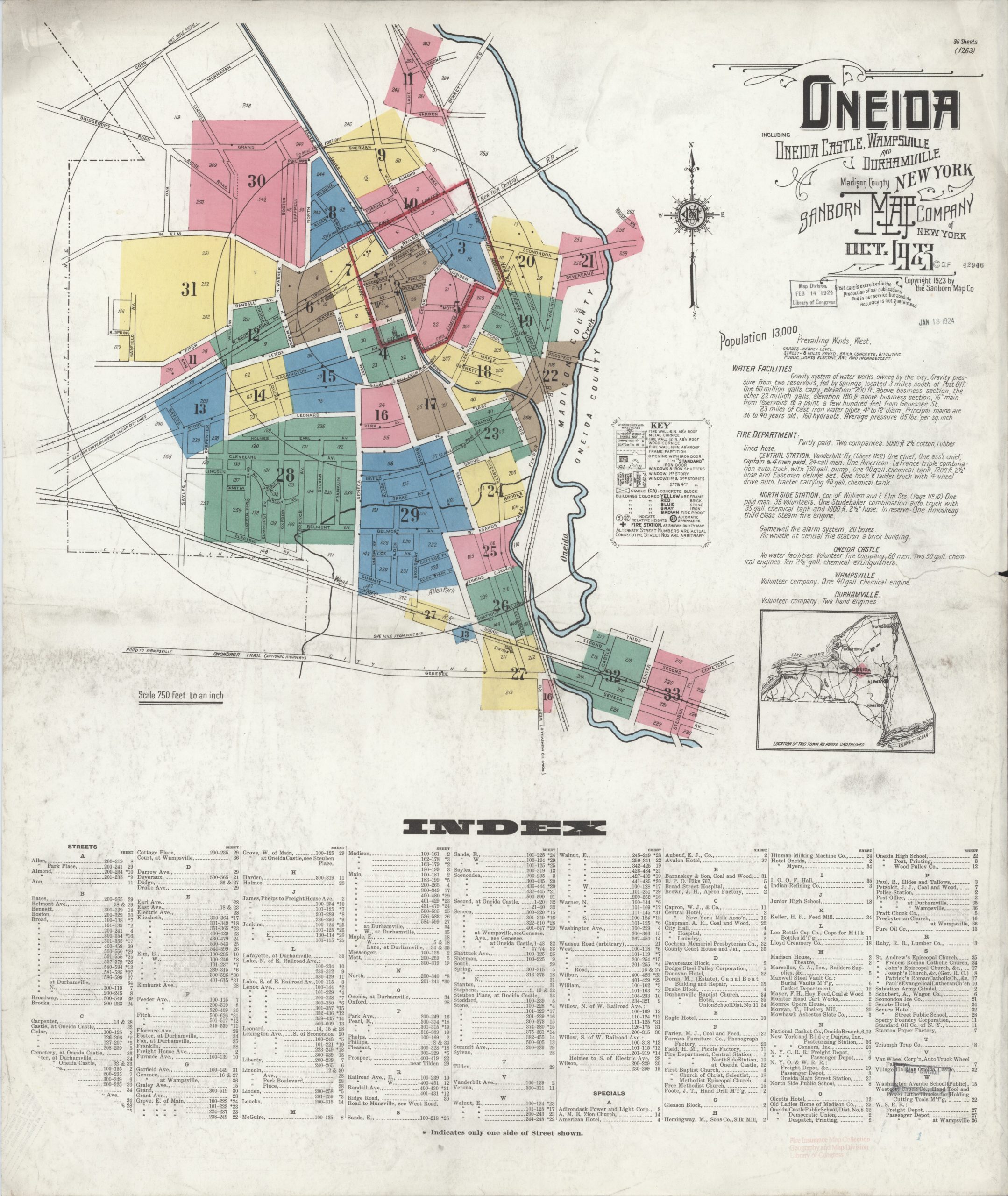 Oneida, New York (1923) - Sanborn Fire Maps