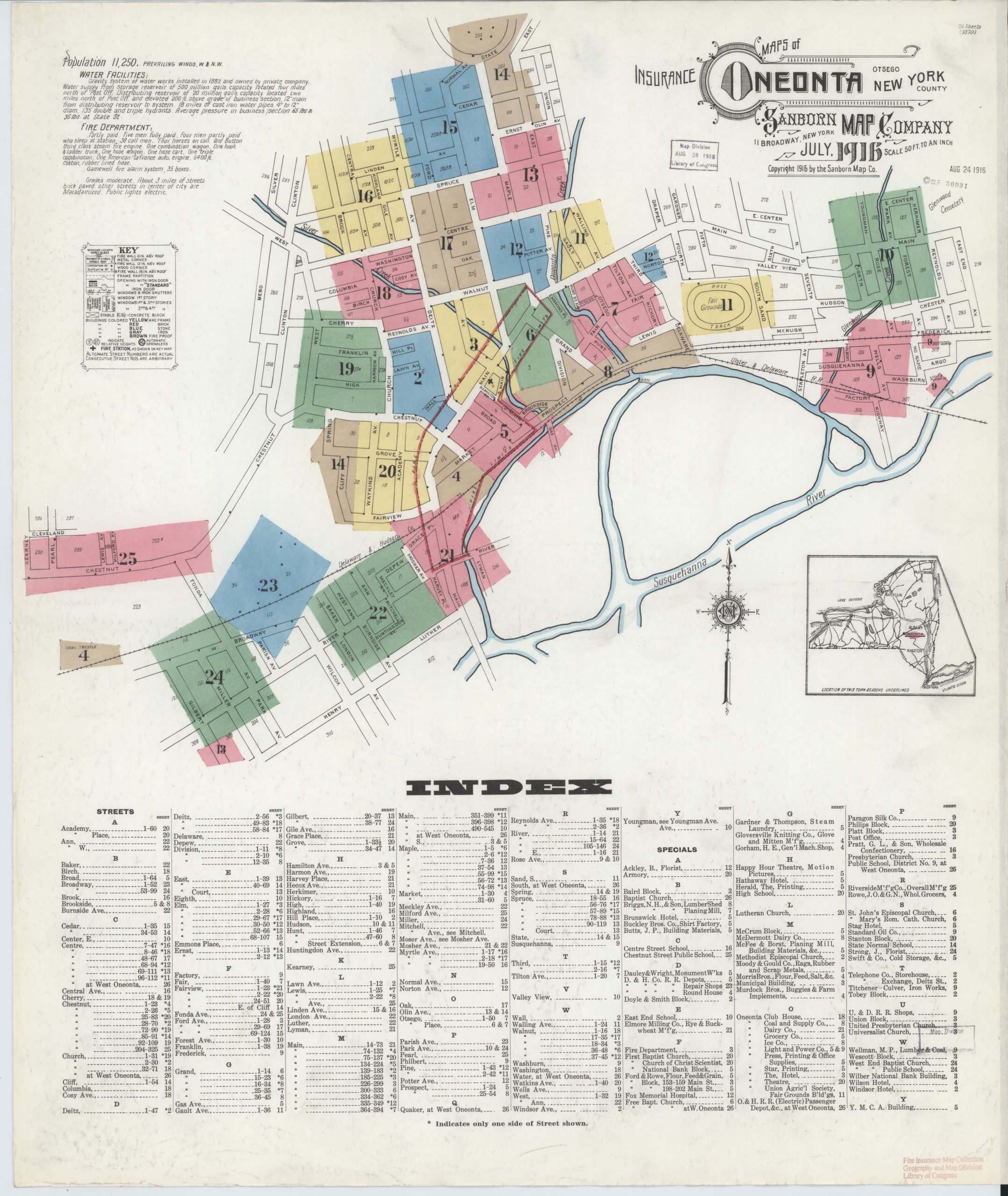 Oneonta, New York (1916) - Sanborn Fire Maps