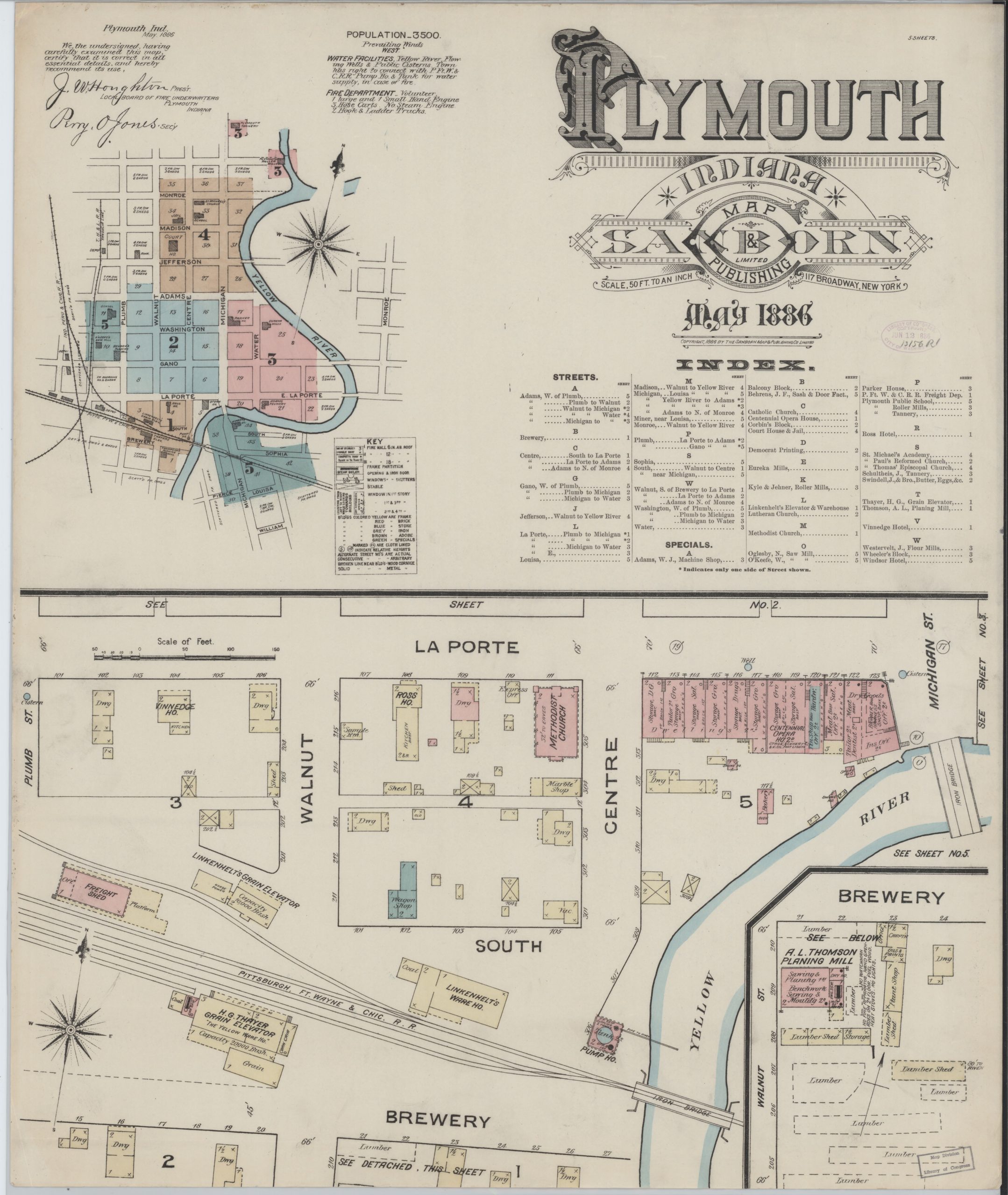 Plymouth, Indiana (1886) - Sanborn Fire Maps