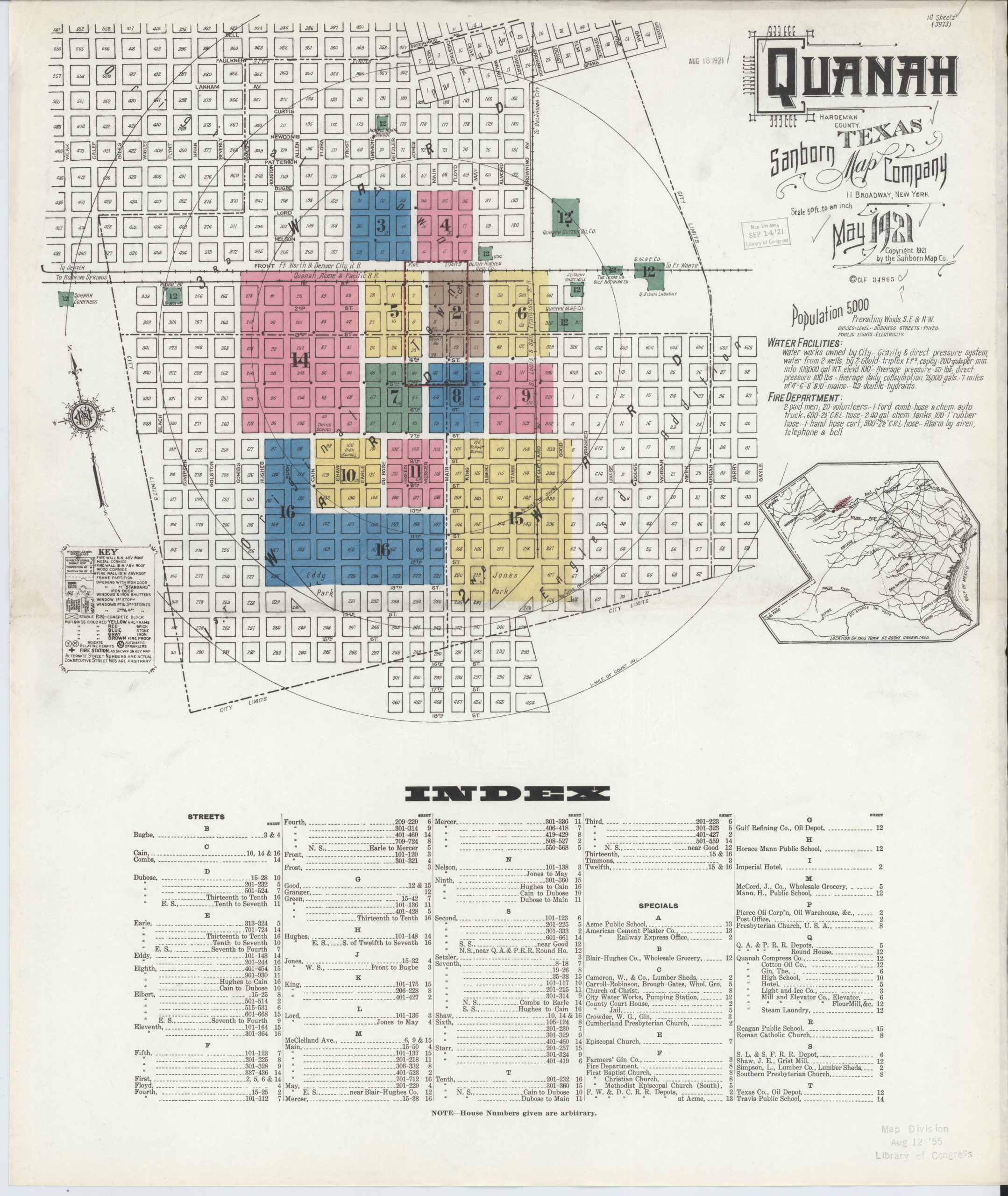 Quanah, Texas (1921) - Sanborn Fire Maps