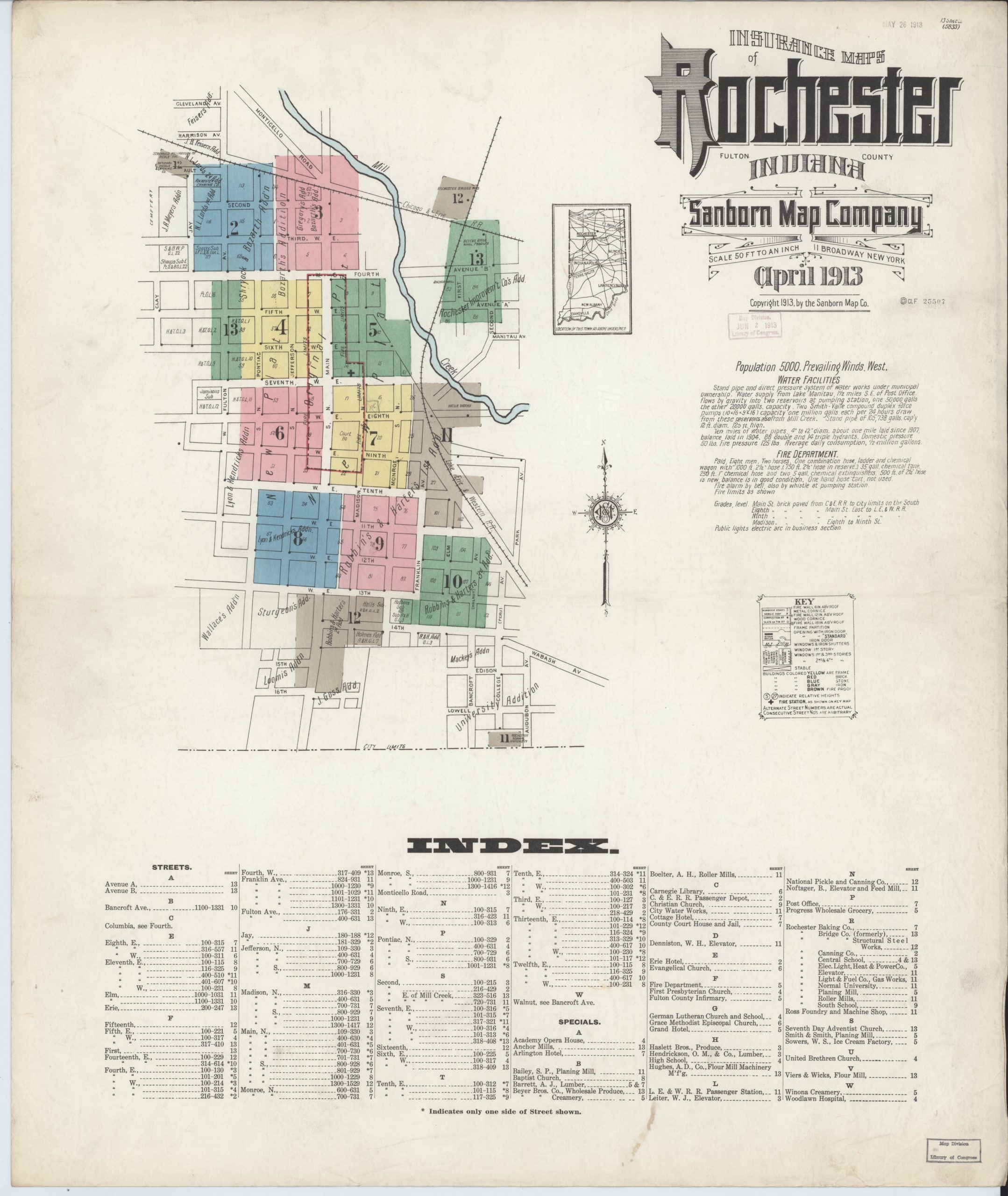 Rochester, Indiana (1913) - Sanborn Fire Maps