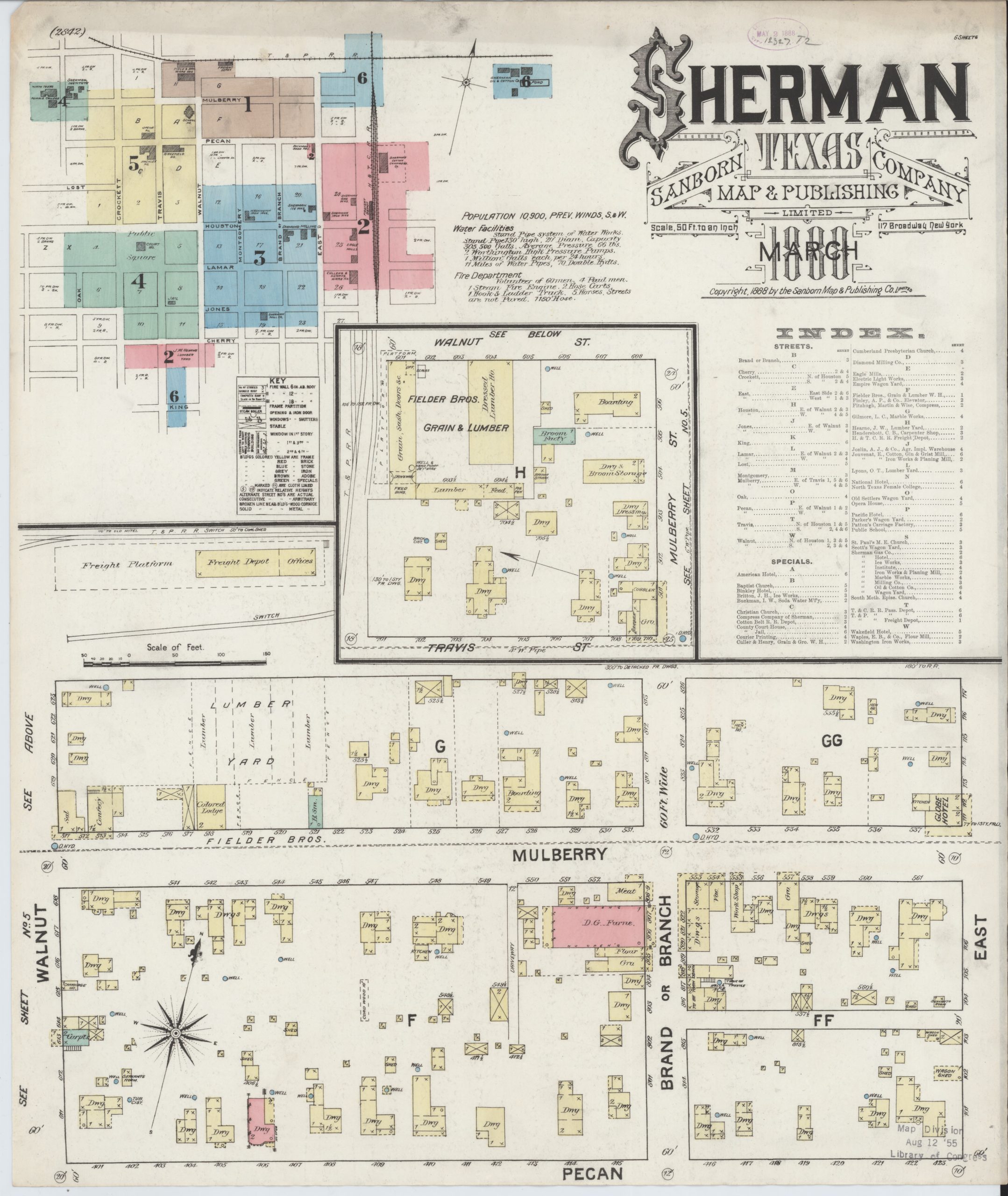 Sherman, Texas (1888) - Sanborn Fire Maps