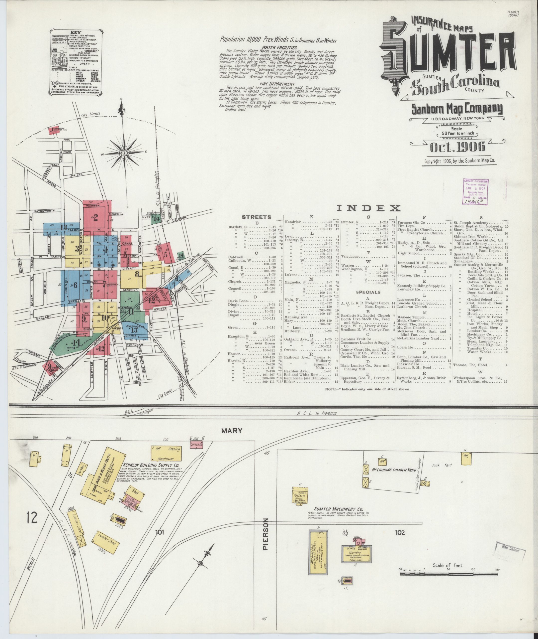 Sumter, South Carolina (1906) - Sanborn Fire Maps