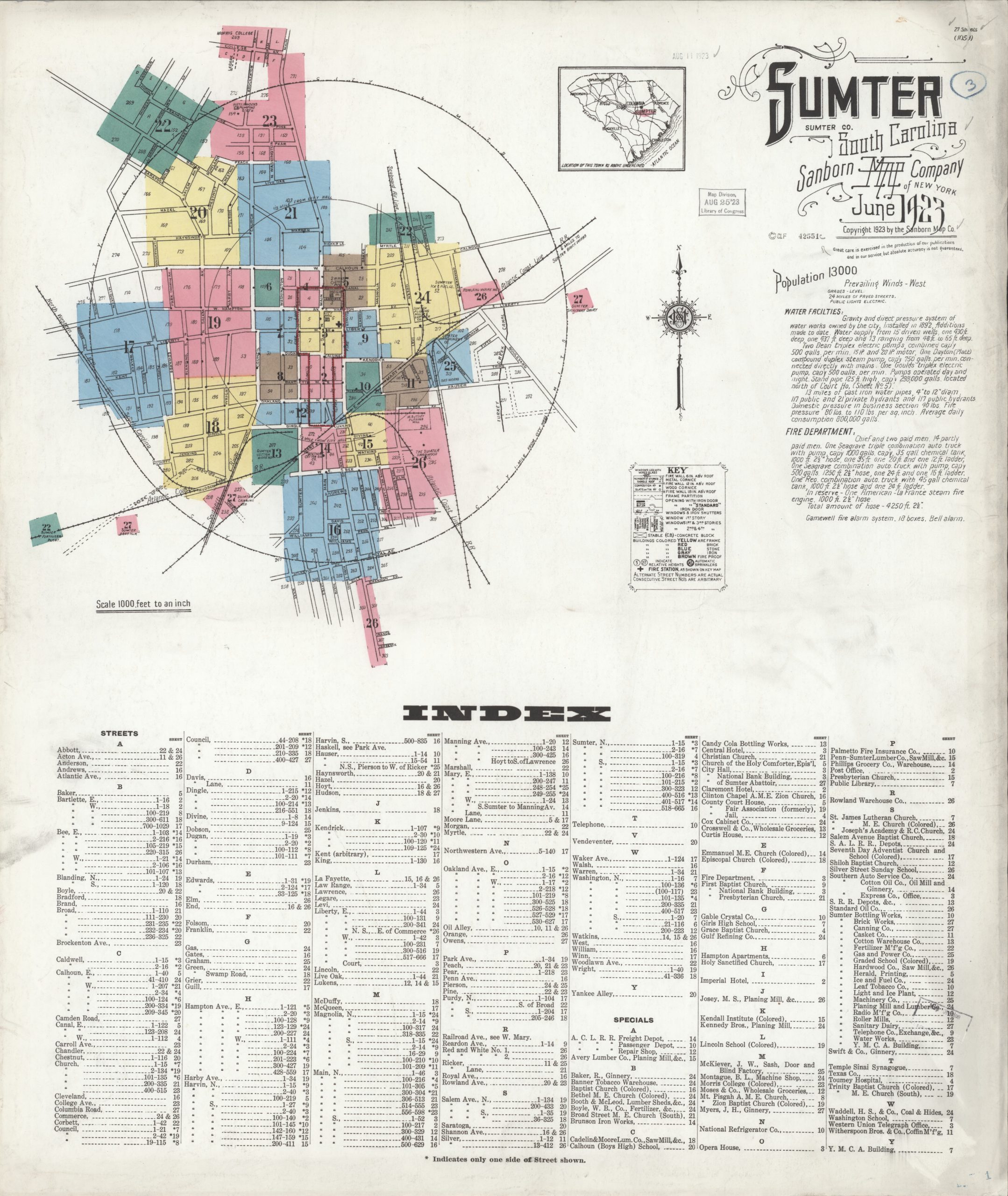Sumter, South Carolina (1923) - Sanborn Fire Maps