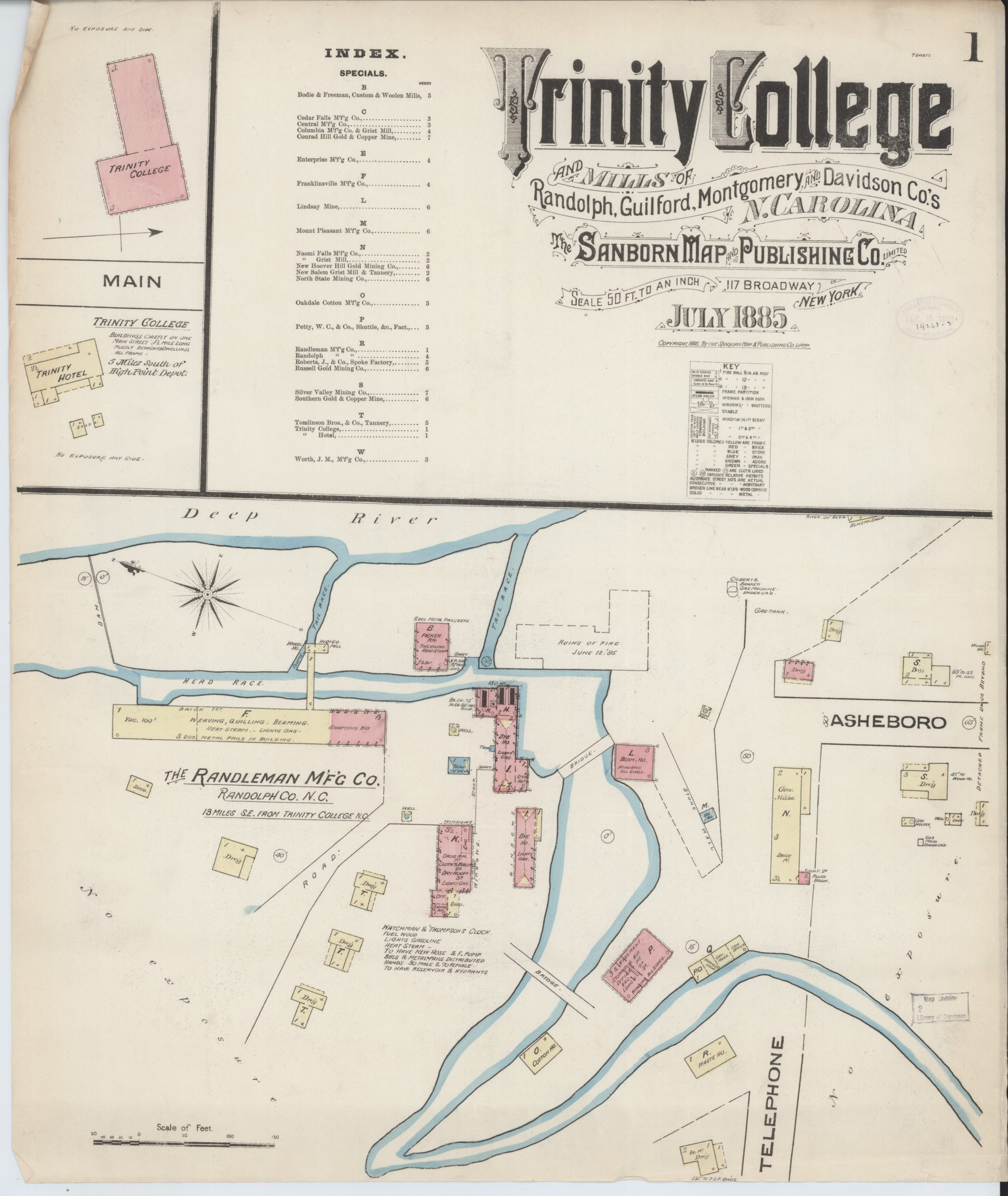 Trinity College, North Carolina (1885) - Sanborn Fire Maps