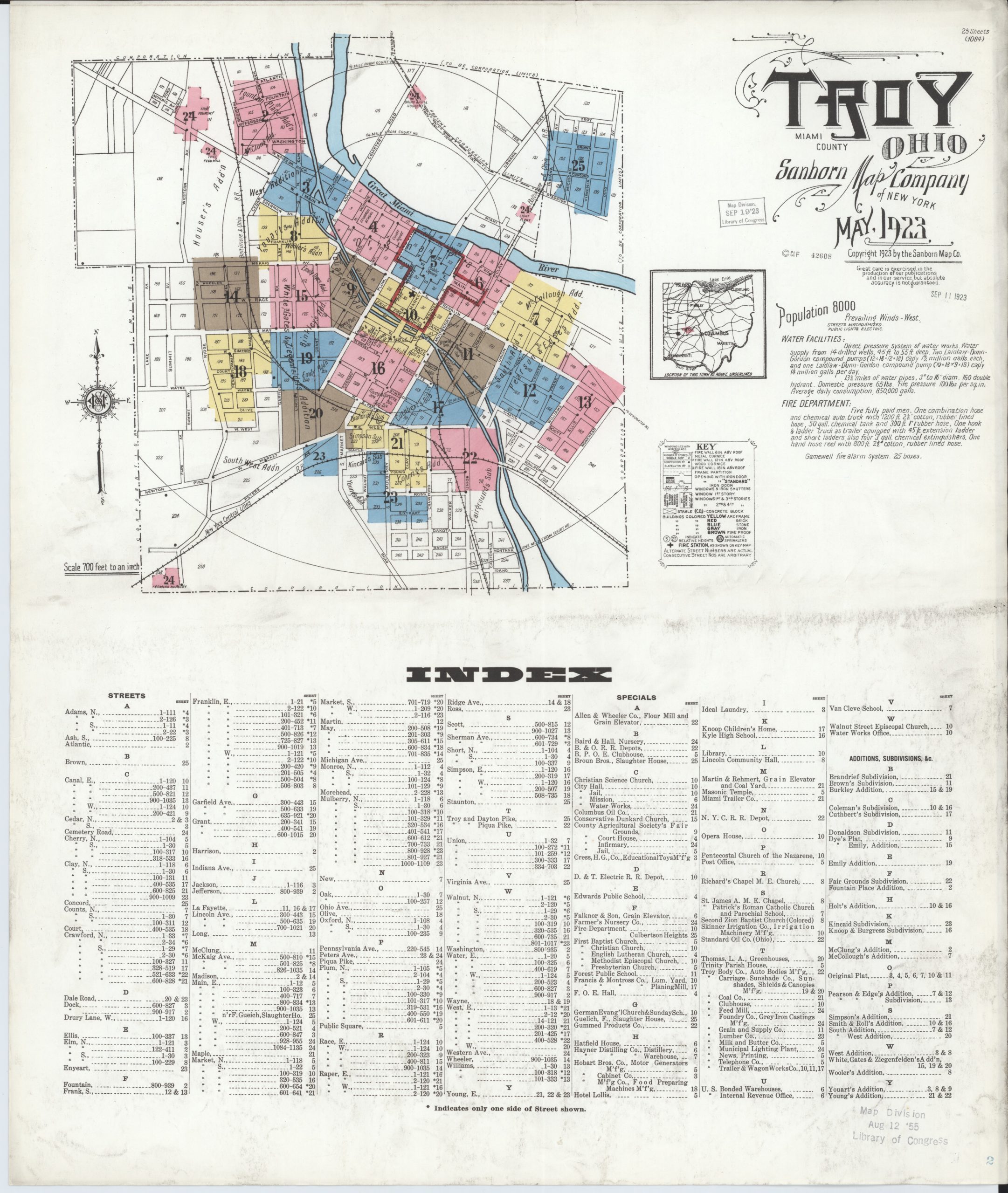 Troy, Ohio (1923) - Sanborn Fire Maps