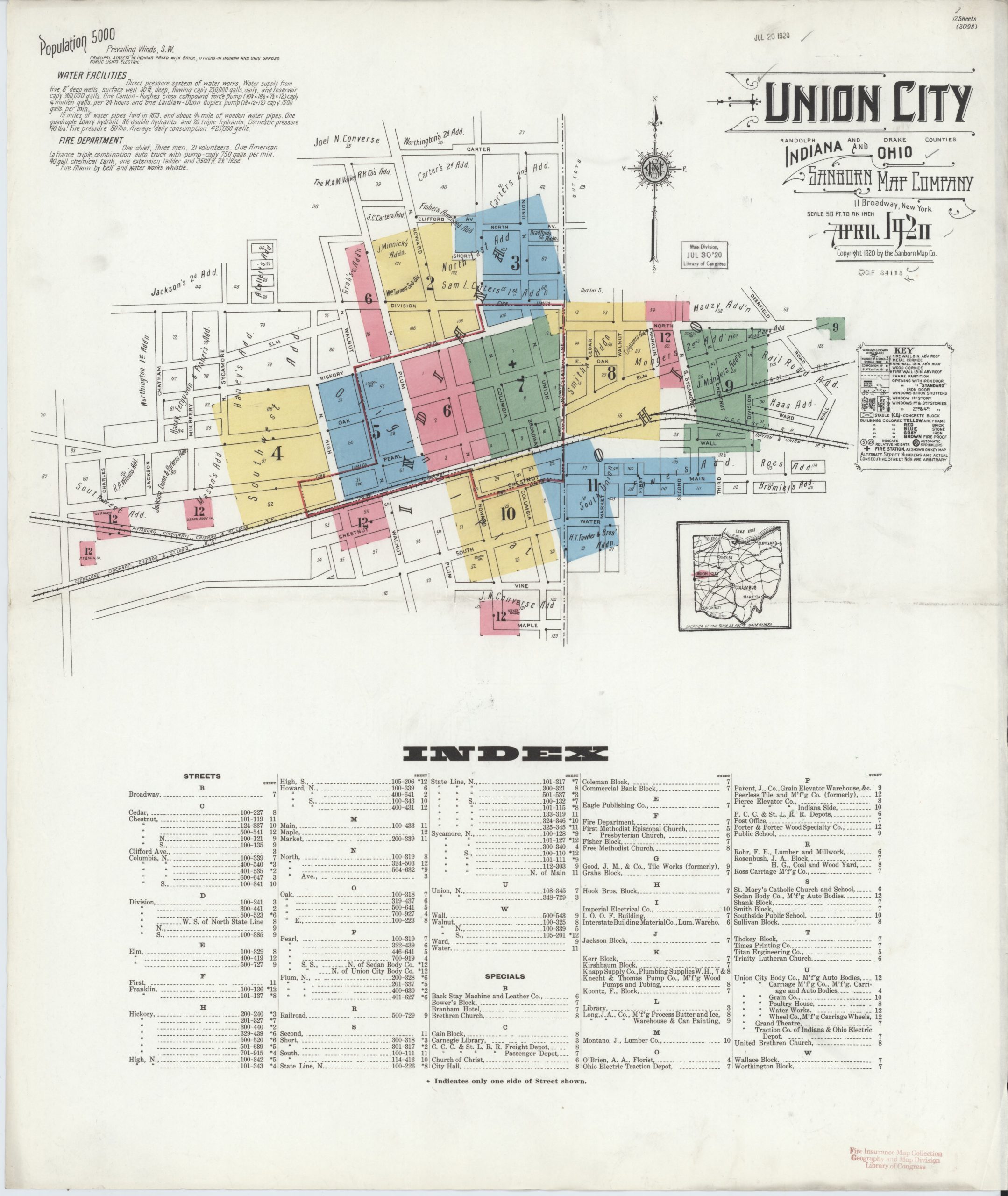 Union City, Indiana (1920) - Sanborn Fire Maps