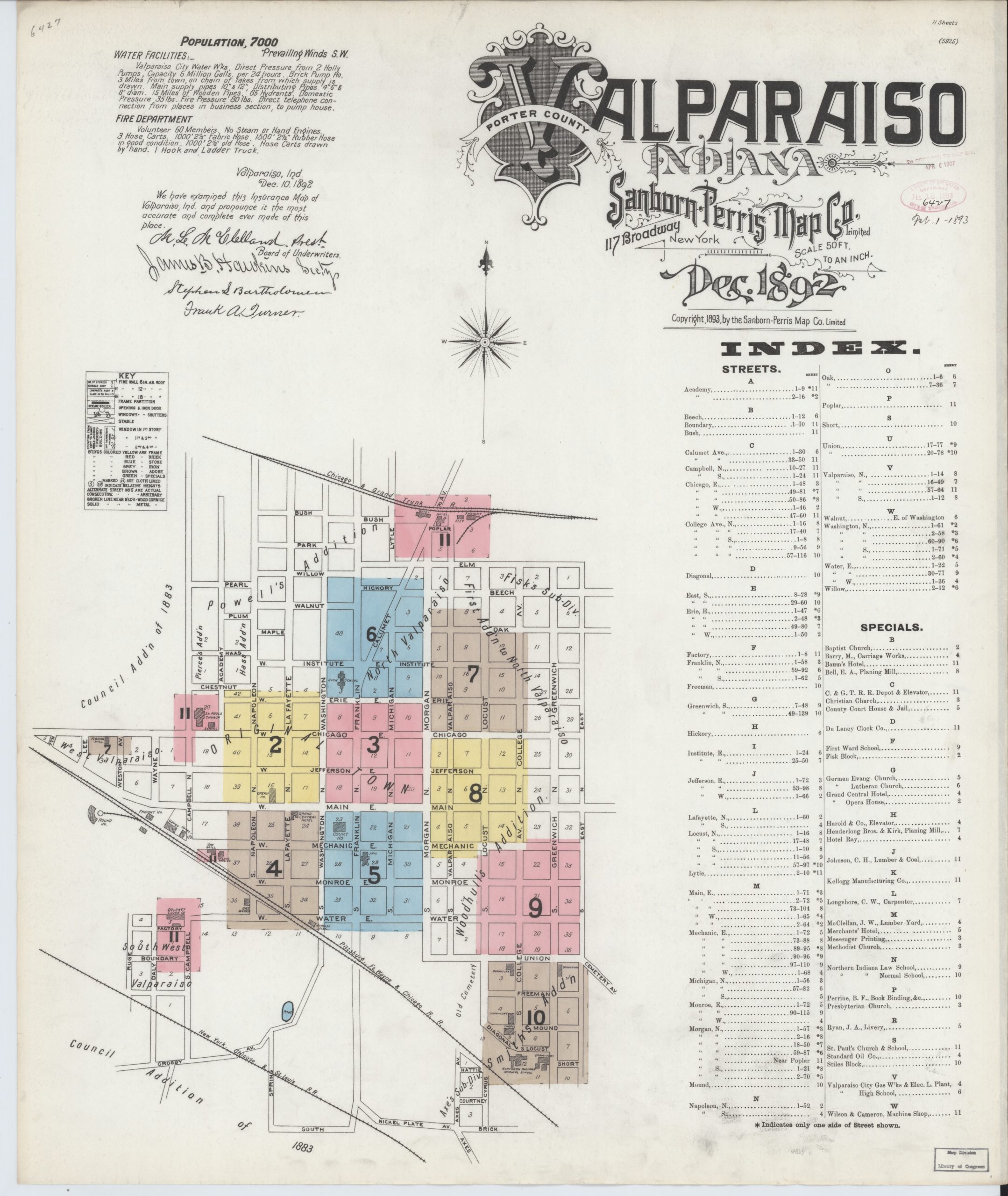 Valparaiso, Indiana (1892) - Sanborn Fire Maps