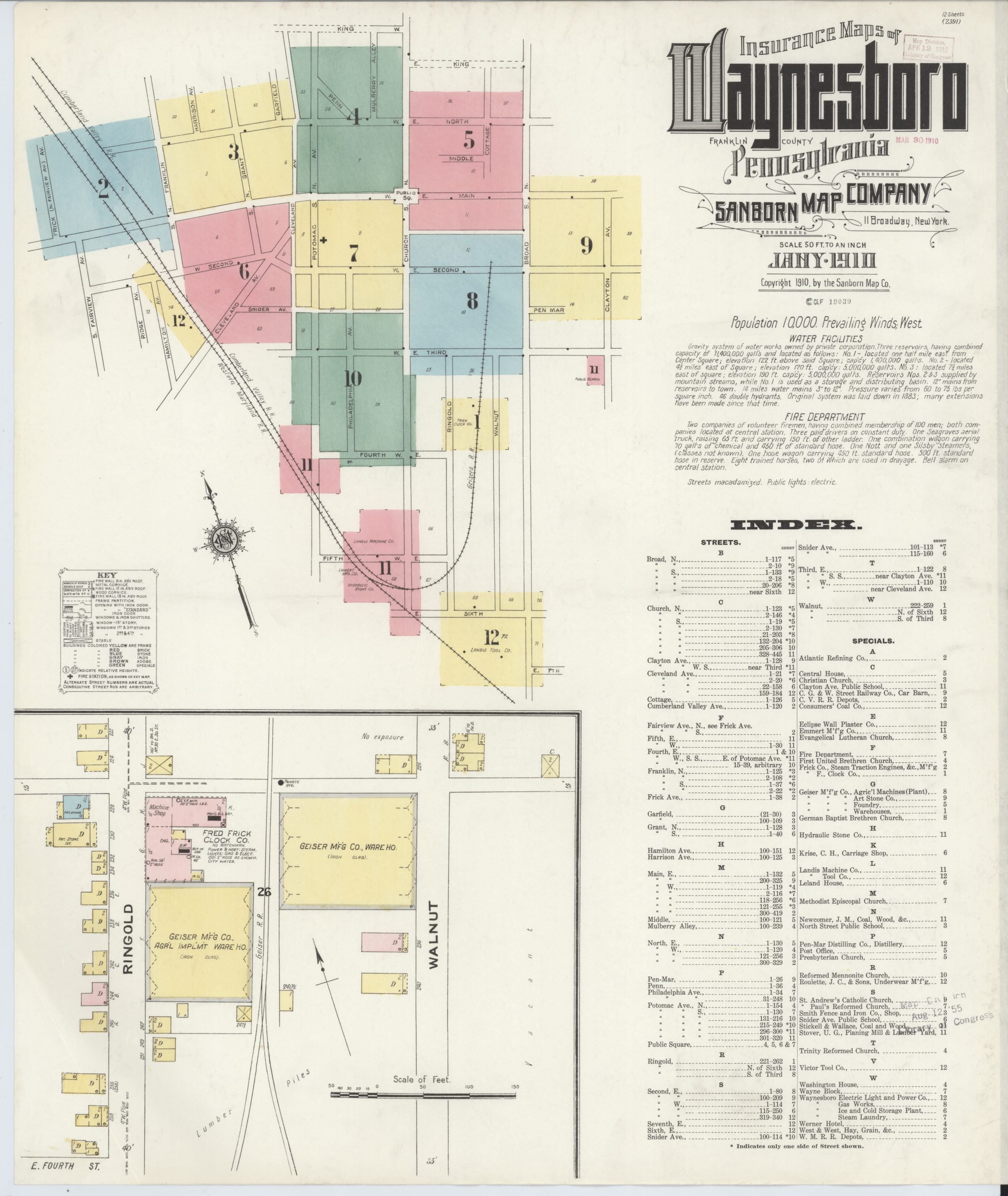 Waynesboro, Pennsylvania (1910) - Sanborn Fire Maps
