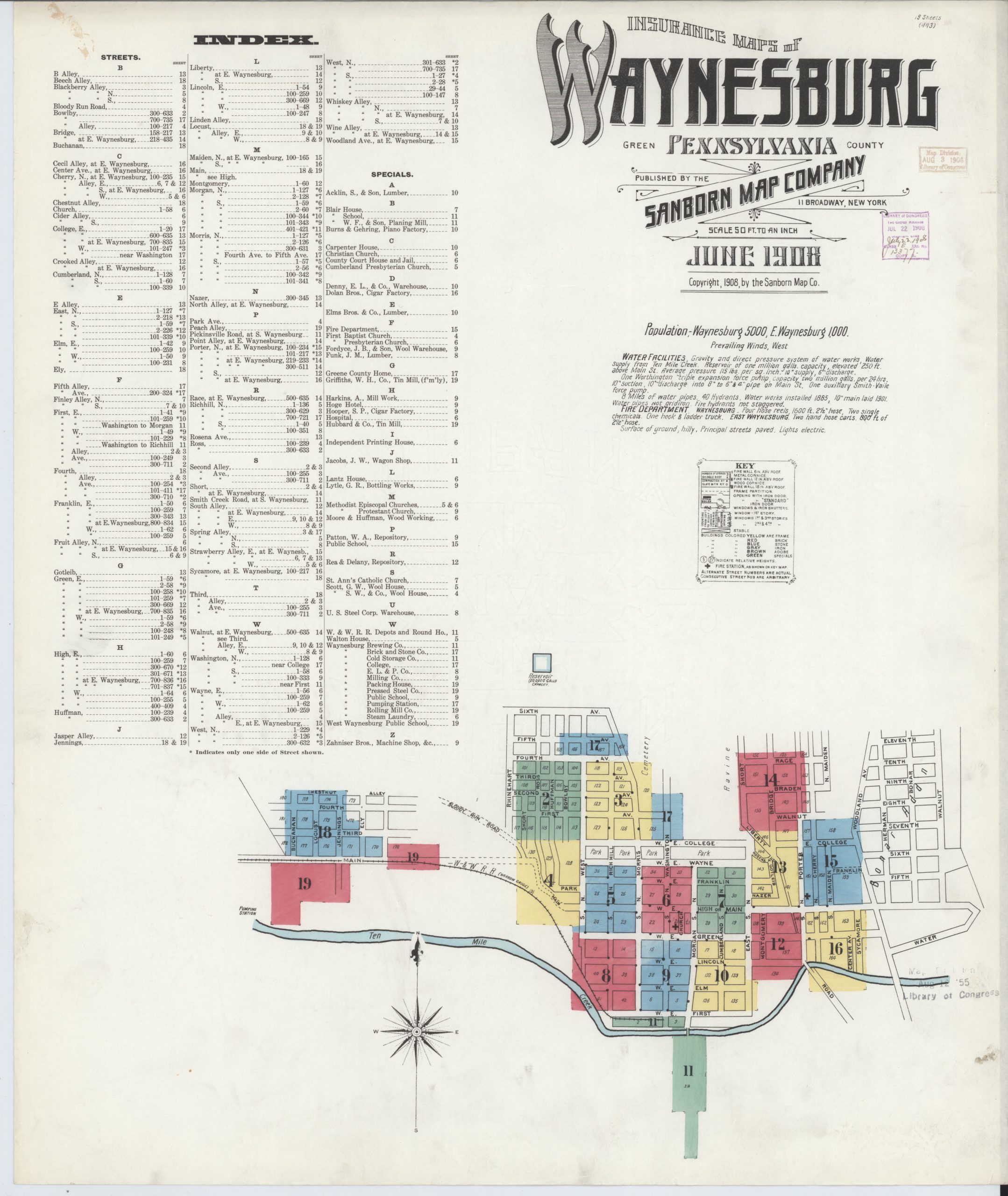Waynesburg, Pennsylvania (1908) - Sanborn Fire Maps